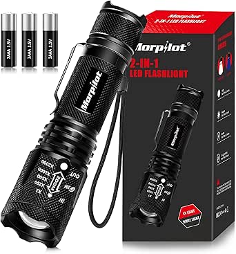morpilot LED ficklampa 2-i-1 UV-lampa, UV ficklampa zoombar med 4 lägen ...