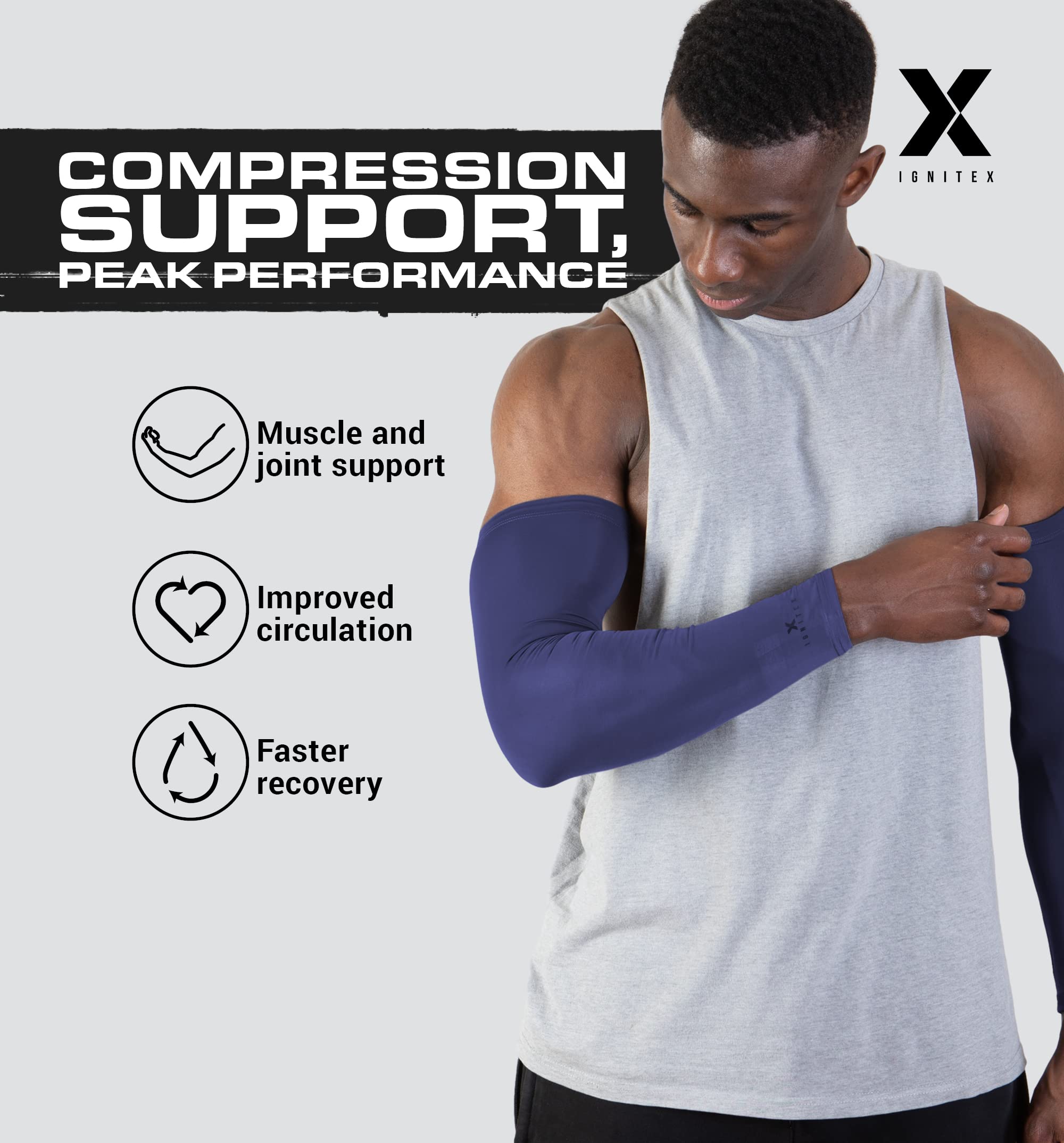 Snapklik.com : IGNITEX UV Sun Sleeves - Cover Up Men & Women - Compression