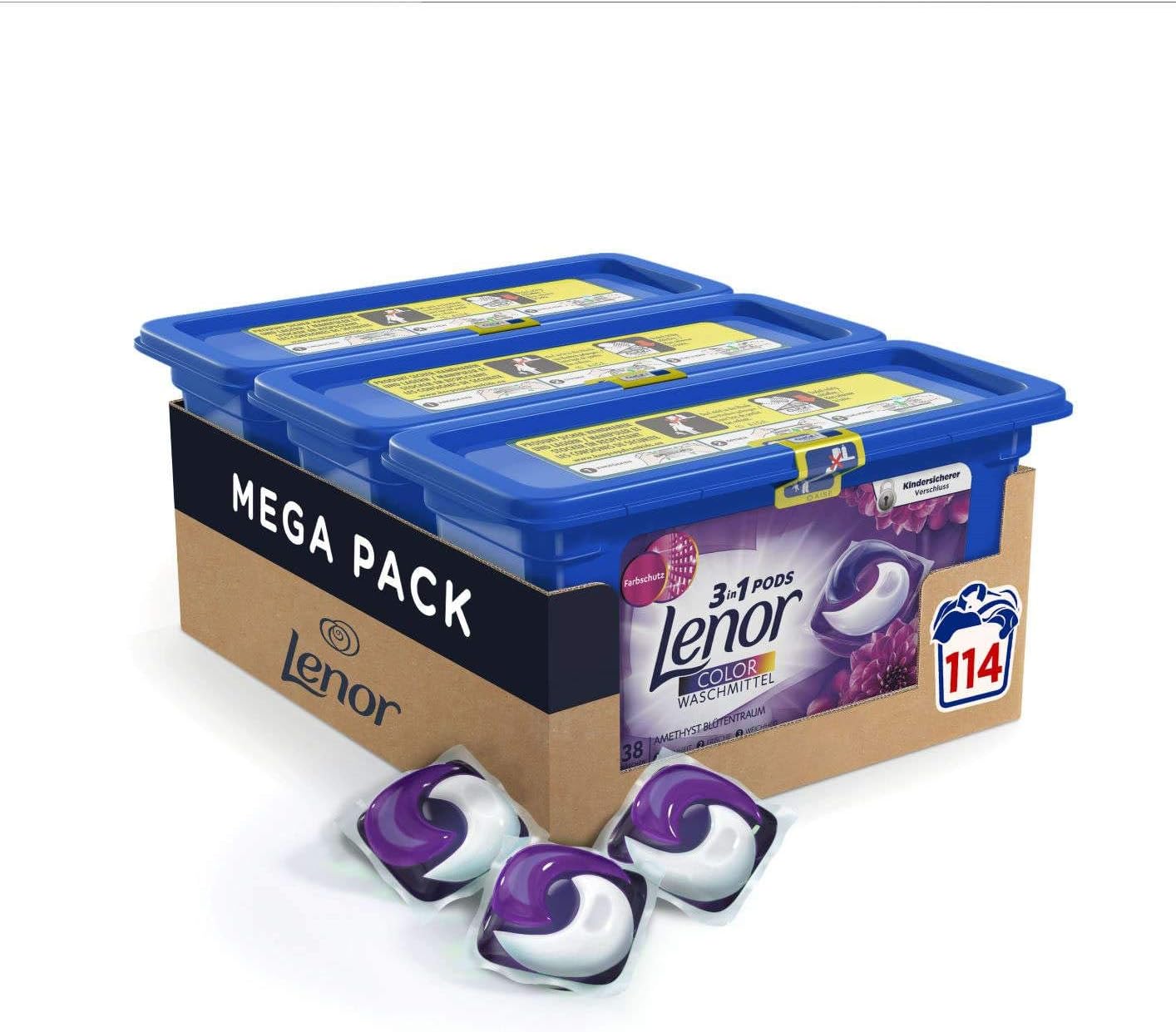 Lenor Lessive 3 en 1 PODS en améthyste - 114 lavages : Amazon.fr: Epicerie