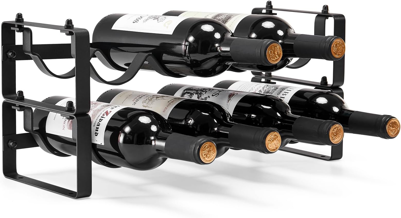 Amazon.com: Stackable Wine Rack 2 Tier 6 Bottles Capacity Wine Storage ...