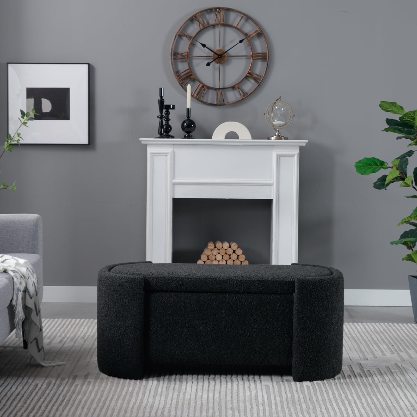 Amazon.com: Boucle Ottoman Bench with Storage- Modern Upholstered ...