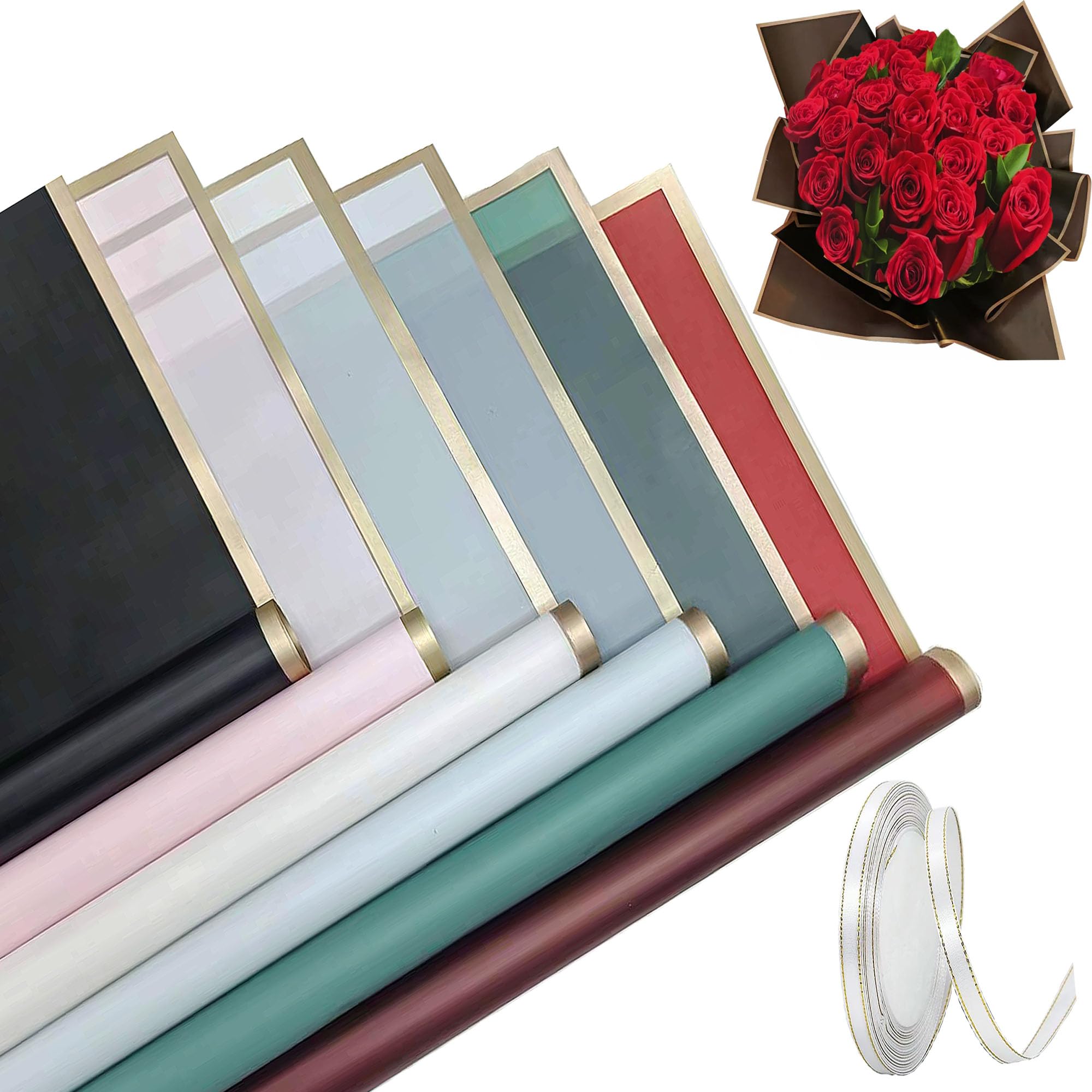 DMIMIA Flower Wrapping Paper,30 Sheets 6 Colors Flower Bouquet Wrapping ...