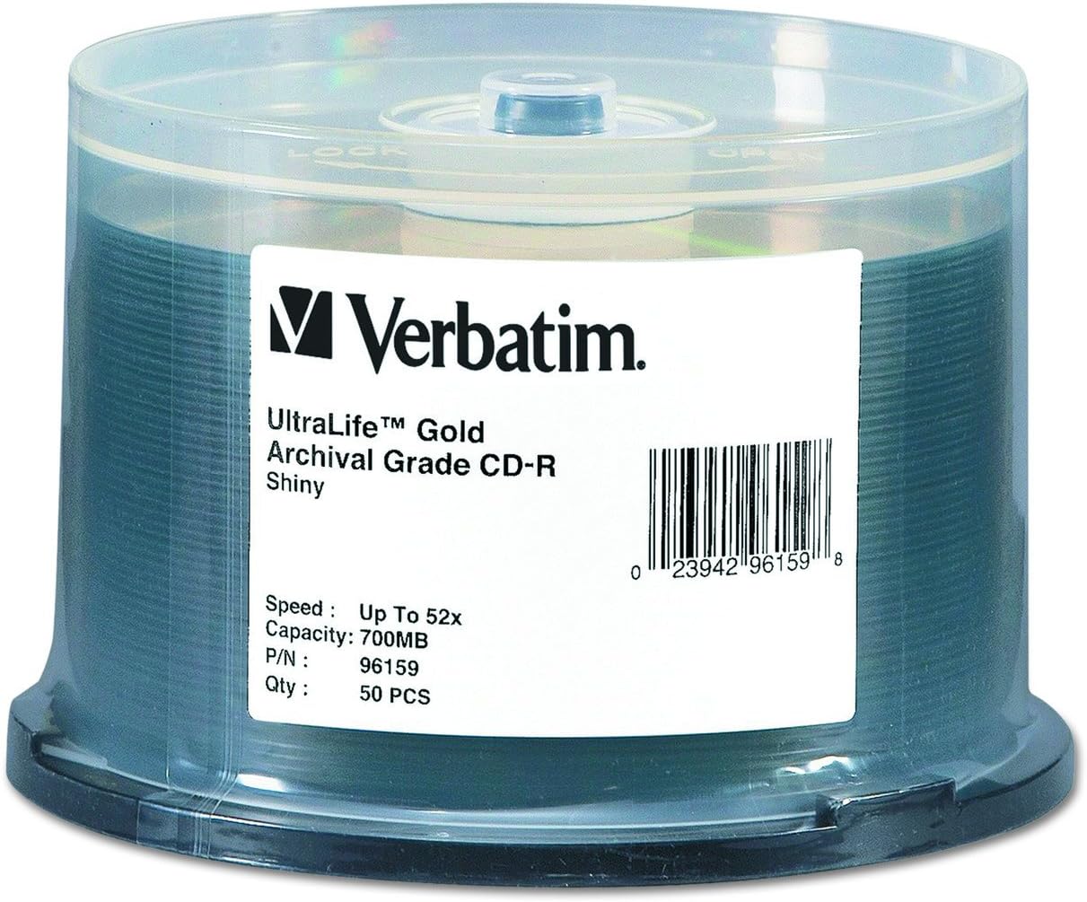 Amazon.com: Verbatim CD-R 700MB 52X UltraLife Gold Archival Grade ...