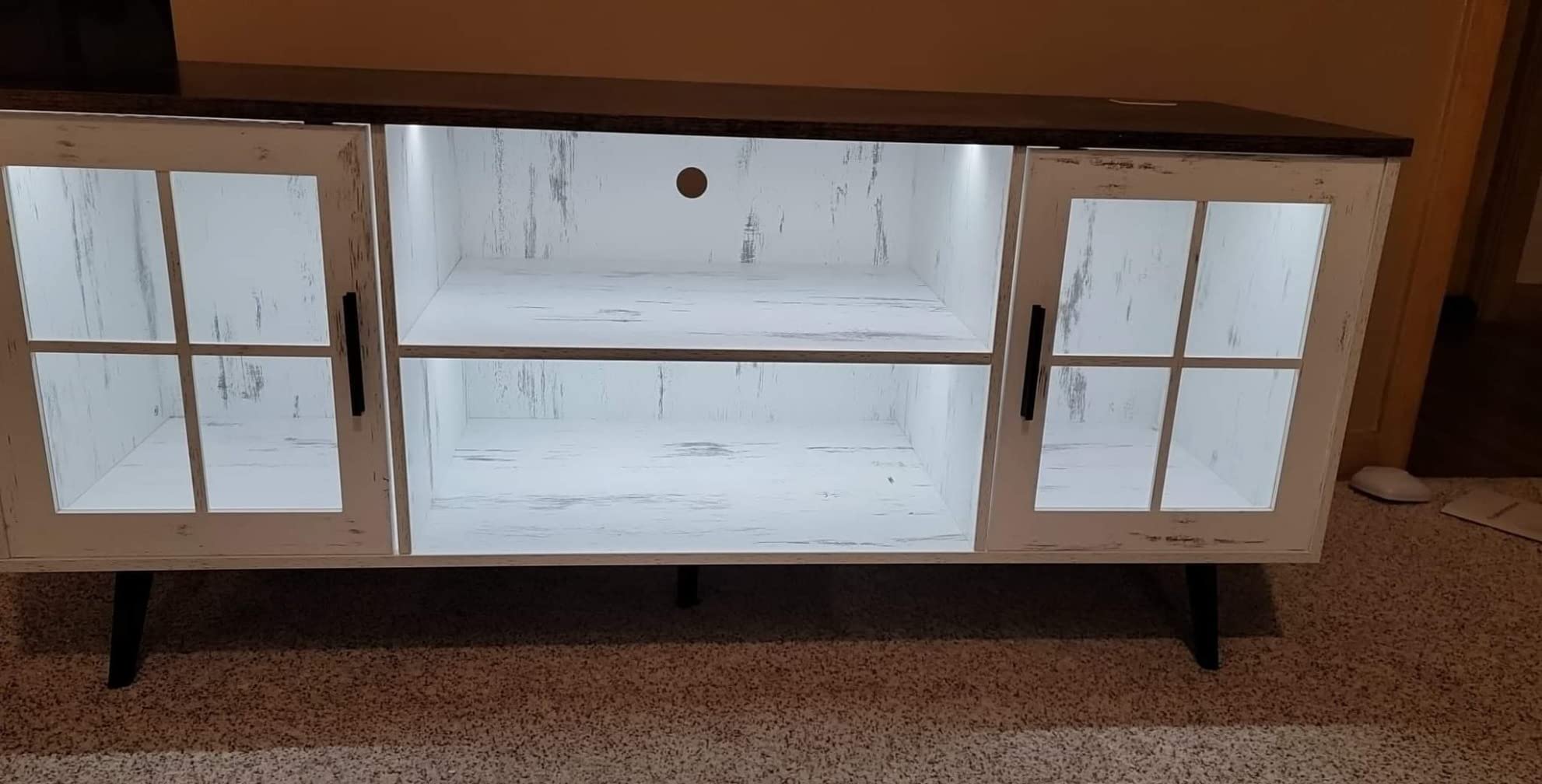 $22/mo - Finance LVSOMT Modern LED TV Stand with Storage, Entertainment ...