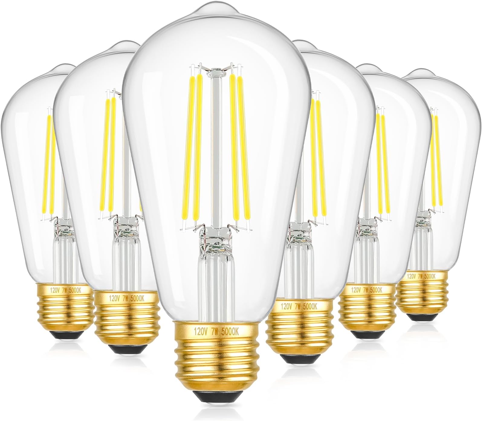 LUXON LED Edison Bulb Dimmable Vintage Style Light Bulbs 6W 5500K ...