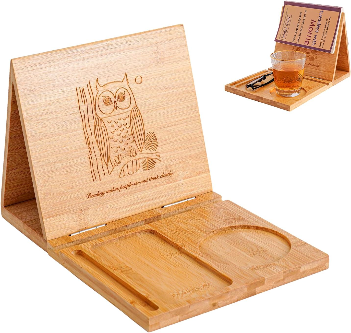 Amazon.com: Barnlux Wooden Book Holder Stand for Bedroom Table Decor ...