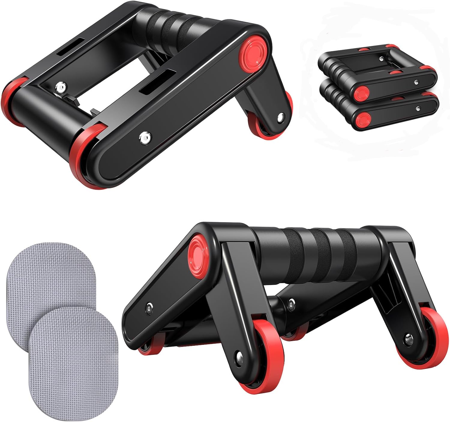 Amazon.co.jp: GMOLIS 腹筋ローラー 折り畳み式 【プッシュアップバー兼用 一物2way】マット付き 組み立て不要 5秒収納 静音 8輪 安定感拔群 耐荷重200kg アブ ...