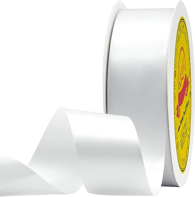 Amazon.com: LEEQE Double Face White Satin Ribbon 1-1/2 inch X 50 Yards ...