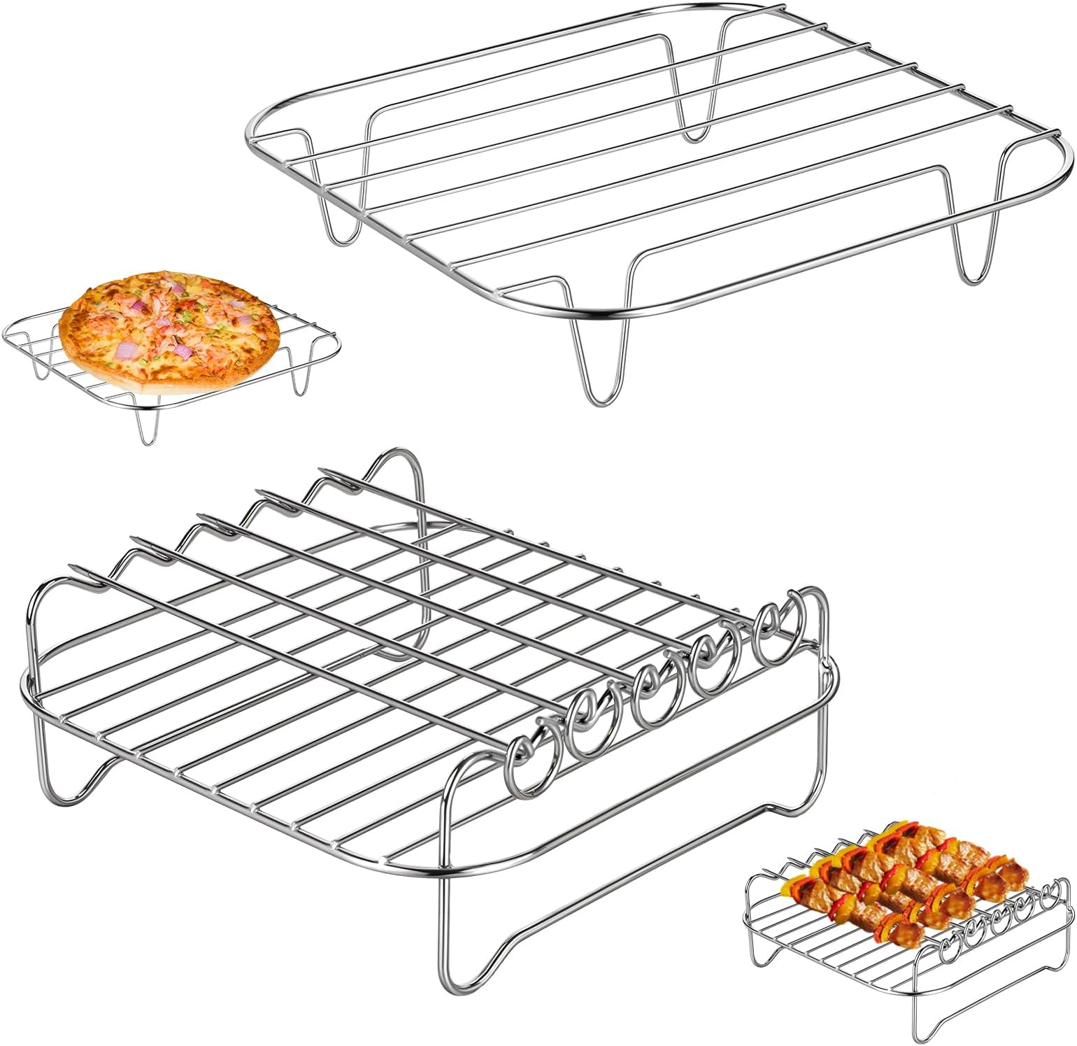 Amazon.com: 2 Pcs 8 inch Square Air Fryer Rack, Stackable Multi-Layer ...