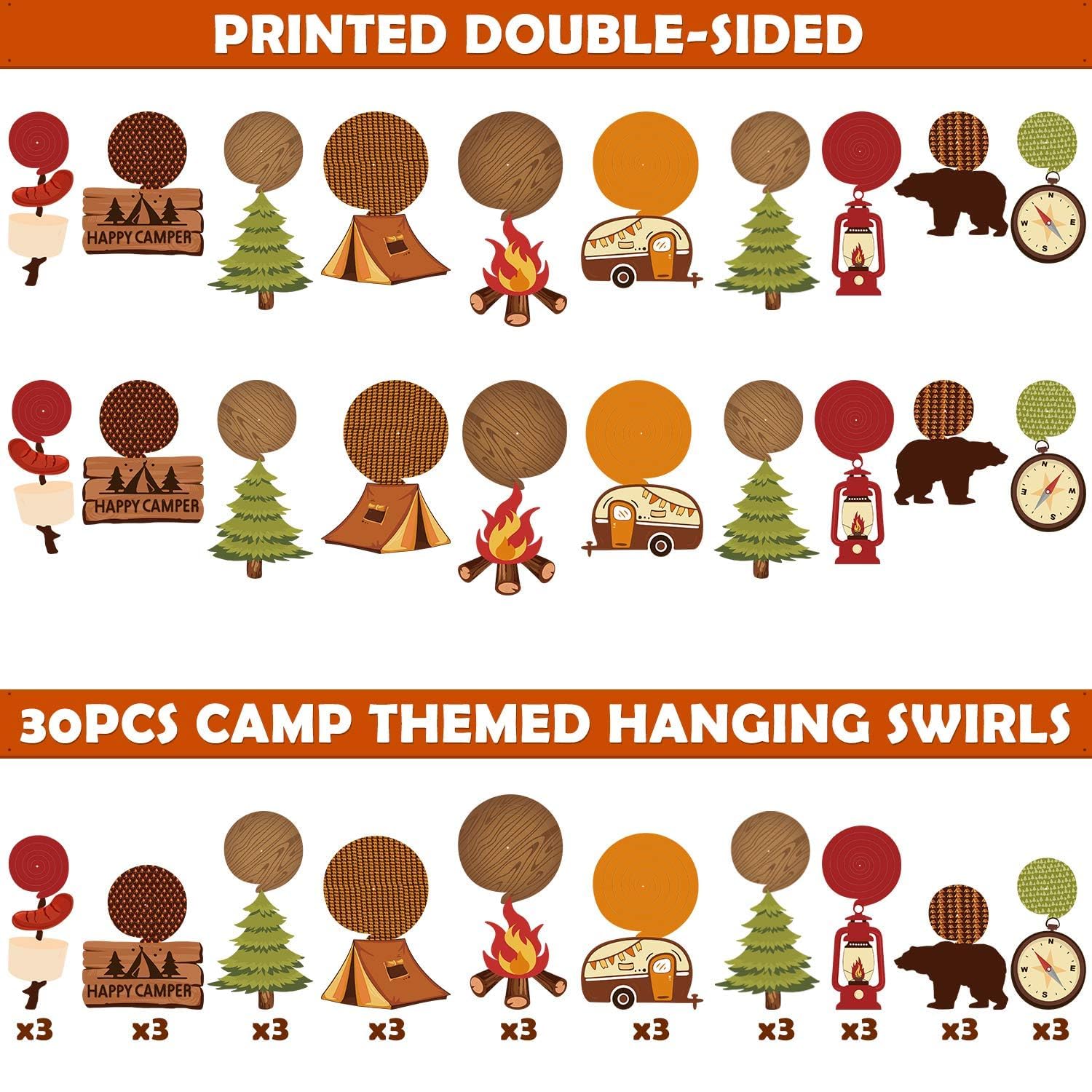 Snapklik.com : 30CT Happy Camper Party Hanging Swirls Decoration ...
