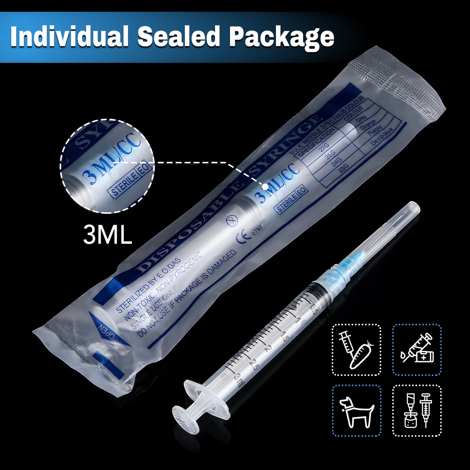 Snapklik.com : 100 Pack 3ml Syringes