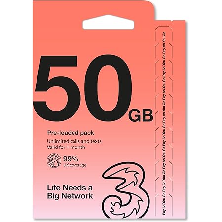 Three Mobile Pay As You Go Mobile Broadband 24 GB data SIM: Amazon.co ...