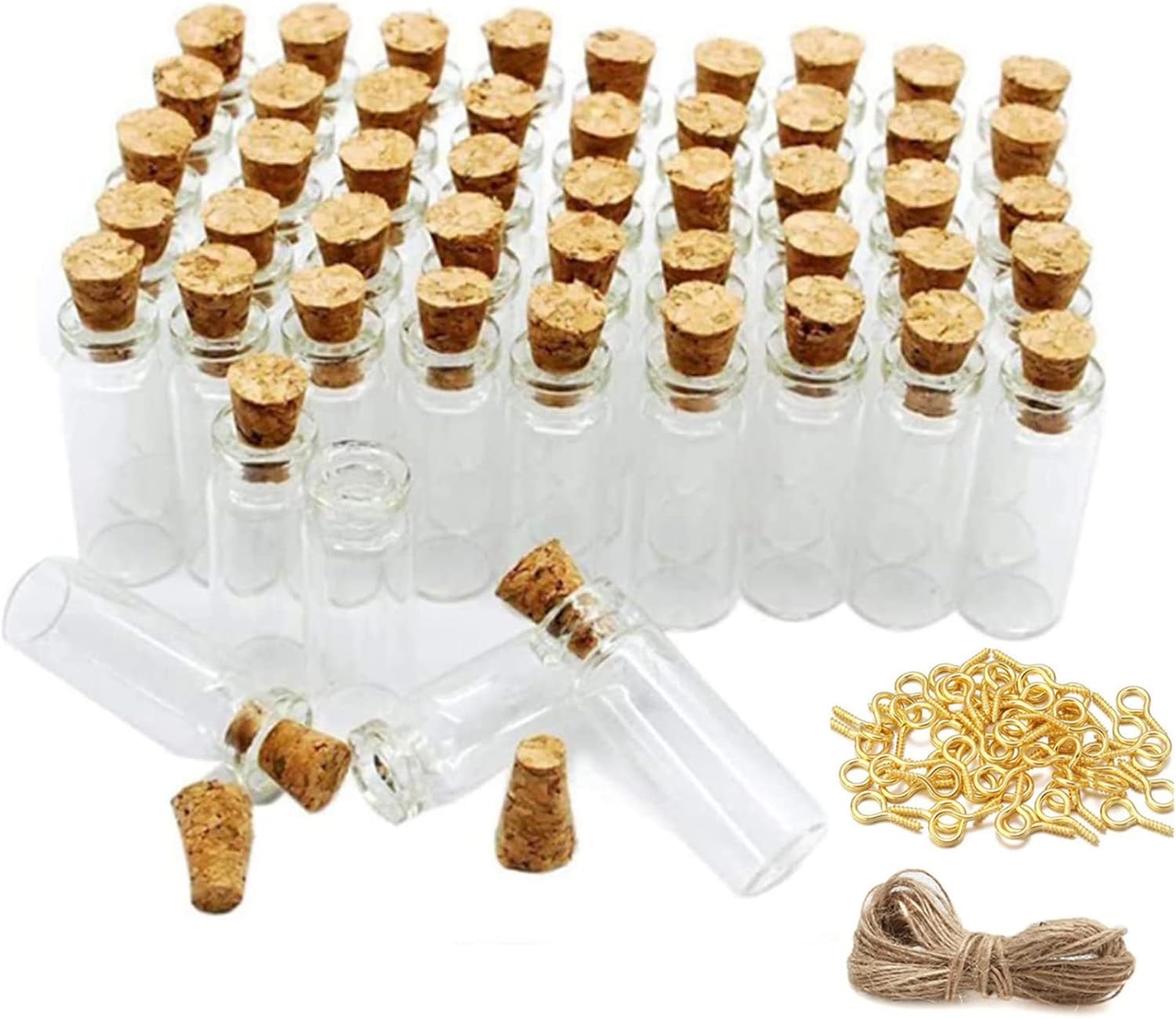 Amazon.com: Minsily 100 Pcs 2ml Mini Glass Bottles with Cork Stoppers ...
