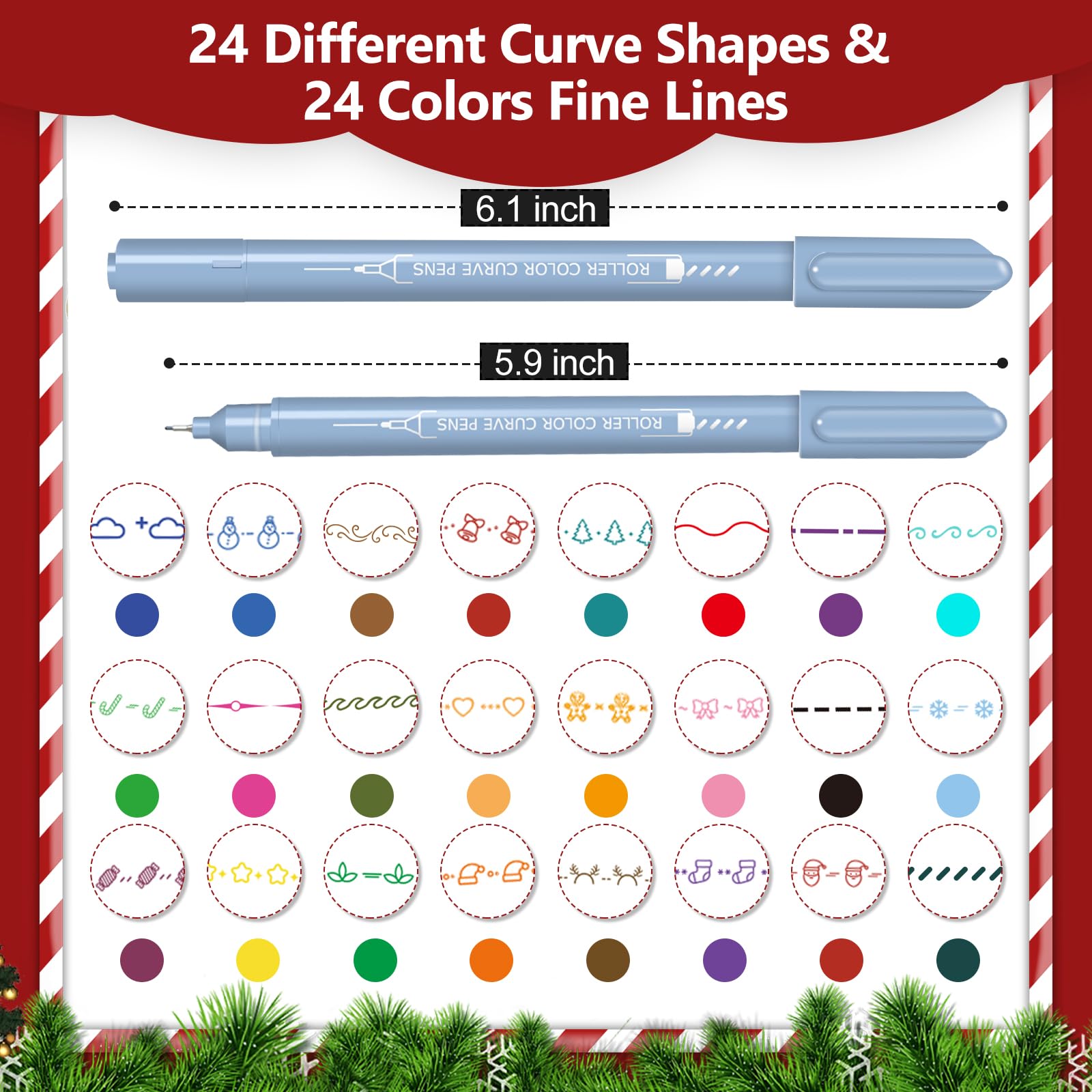 Snapklik.com : 24 Colored Curve Pen Set, 24 Different Shapes Dual Tip ...