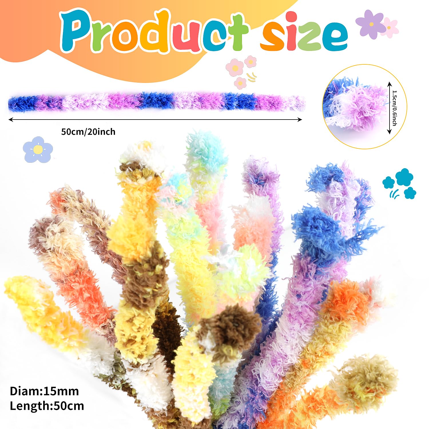 Snapklik.com : Extra Thick Pipe Cleaners,12 PCS 6 Colors Jumbo Pipe ...