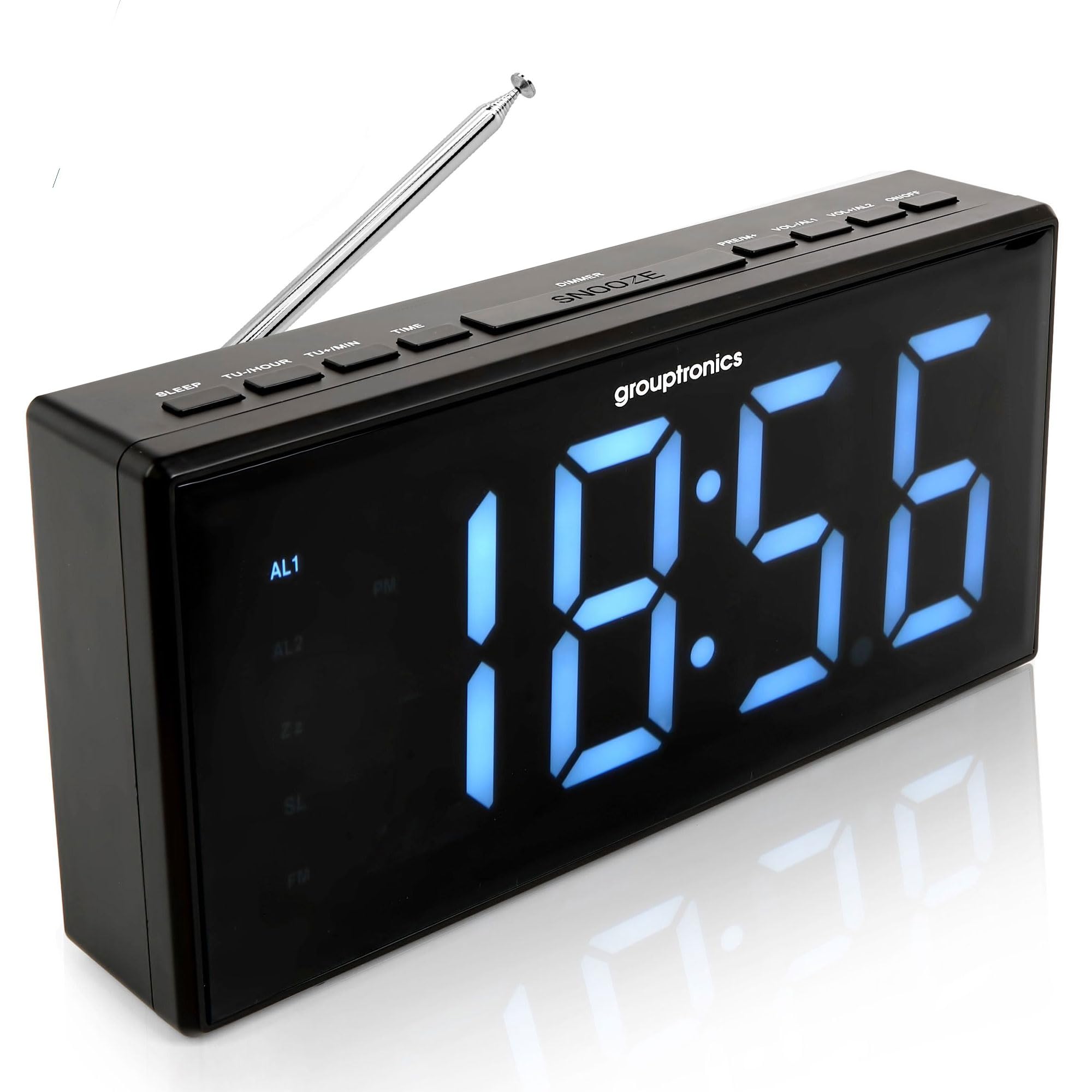 Grouptronics Large Digital Alarm Clock Radio MK2 - Mains Powered, 9 ...