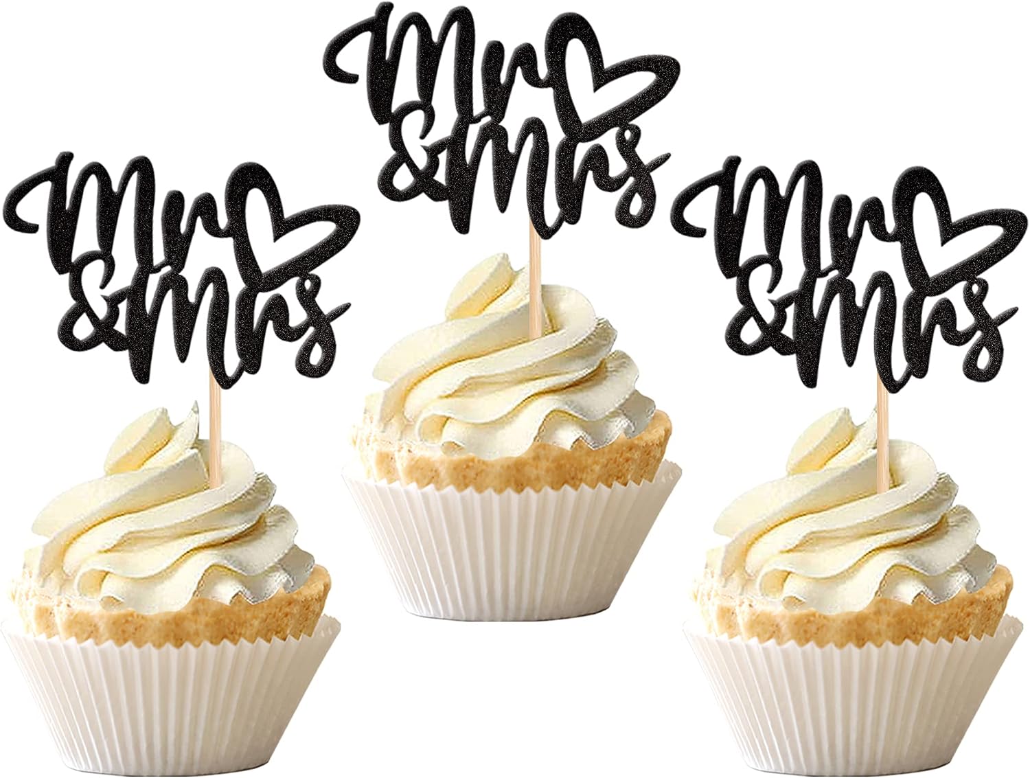 Amazon.com: 36 PCS Mr & Mrs Cupcake Toppers with Love Heart Bridal ...