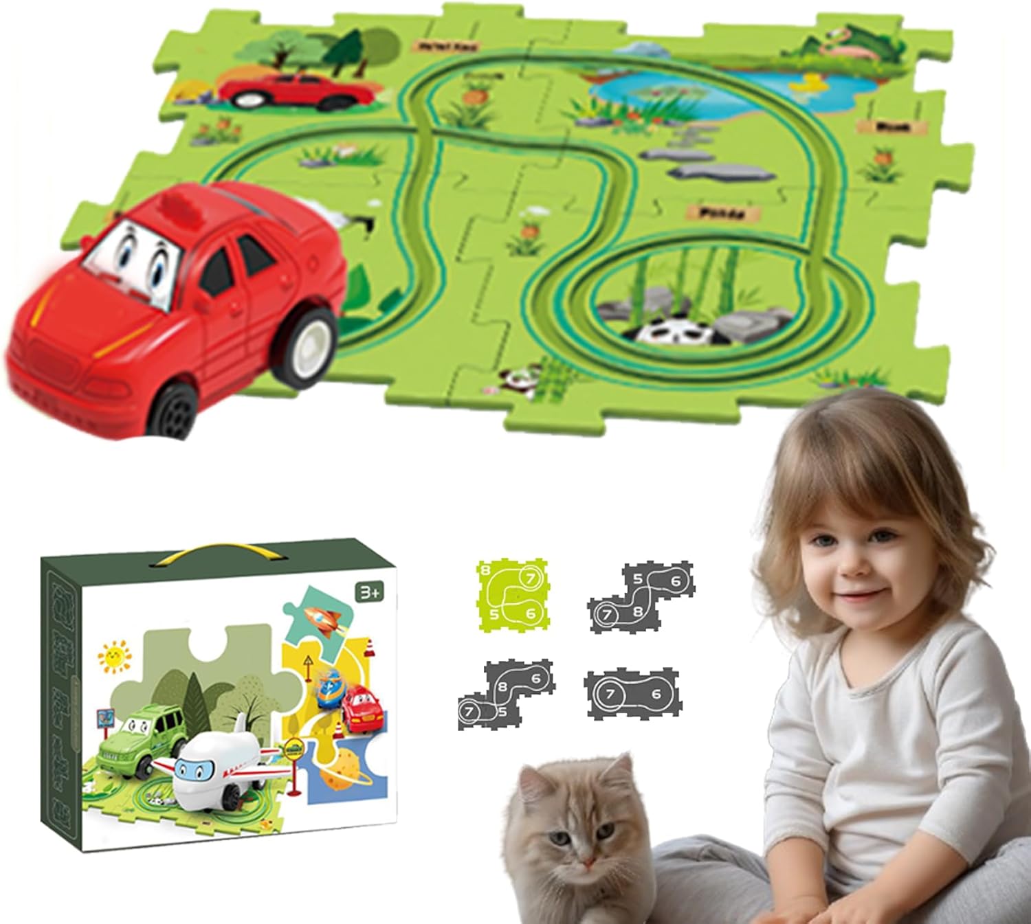 Amazon.com: Nukids Puzzle Racer Car Track Set, Nukids Puzzleracer Kids ...