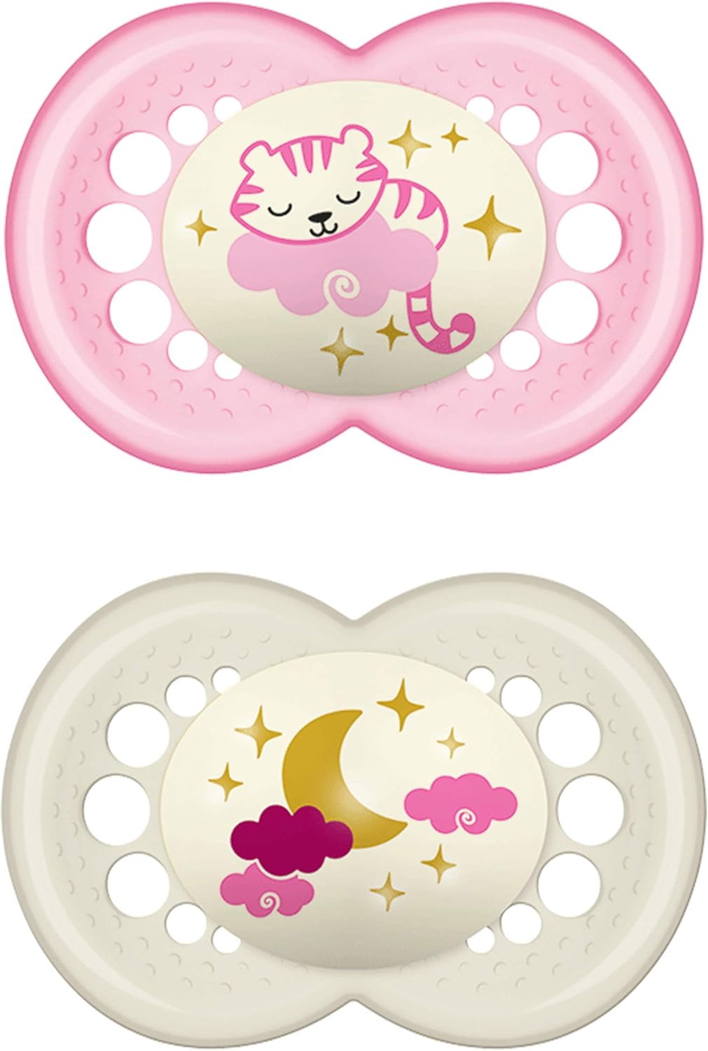 MAM Night Latex Dummy Set of 2, Luminous Baby Dummy, Teeth Friendly and ...