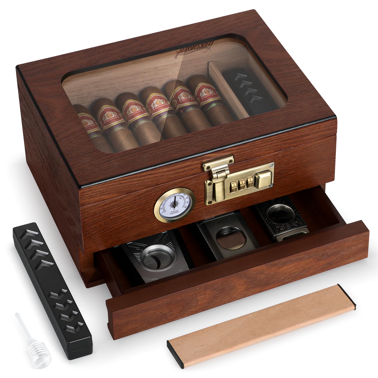 Snapklik.com : Tesonway Cigar Humidor, Cedar Wood Humidor Cigar Box ...