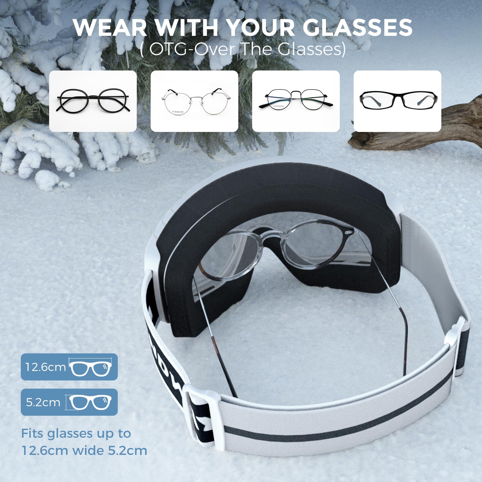Snapklik.com : Findway OTG Ski Goggles, snow/Snowboard Goggles For Men ...