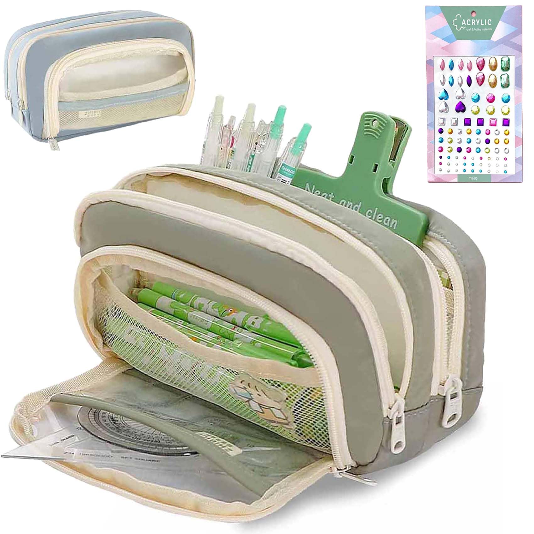 Big Capacity Pencil Case, 3 Compartments Simple Storage Aesthetic ...
