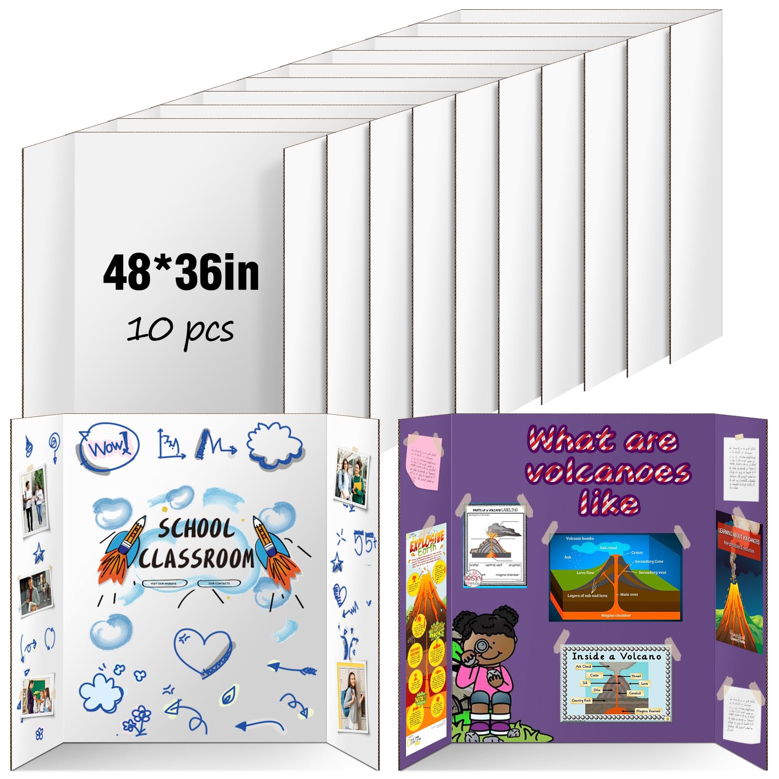 Snapklik.com : 10 Pack Trifold Poster Board 48" X 36", Double Sided ...