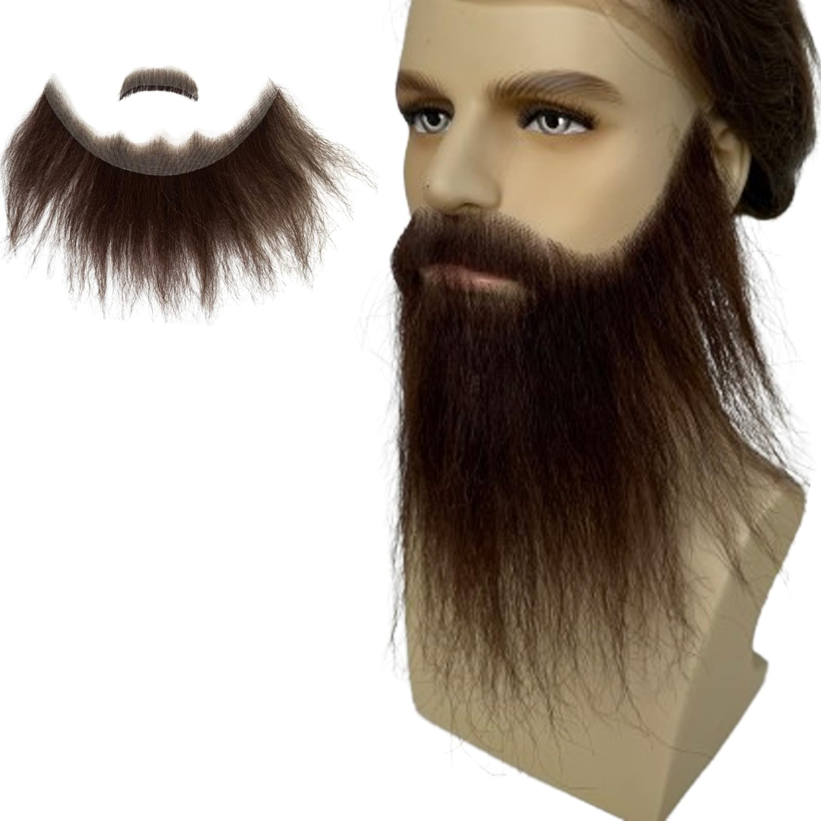 Amazon.com : Voloria Fake Beard Human Hair Full Hand Tied Facial Hair ...