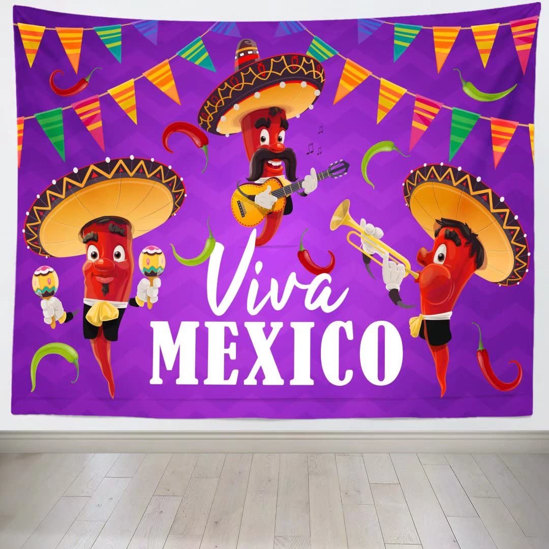 Buy BELECO 8x6ft Fabric Mexican Fiesta Backdrop Viva Mexico Party ...