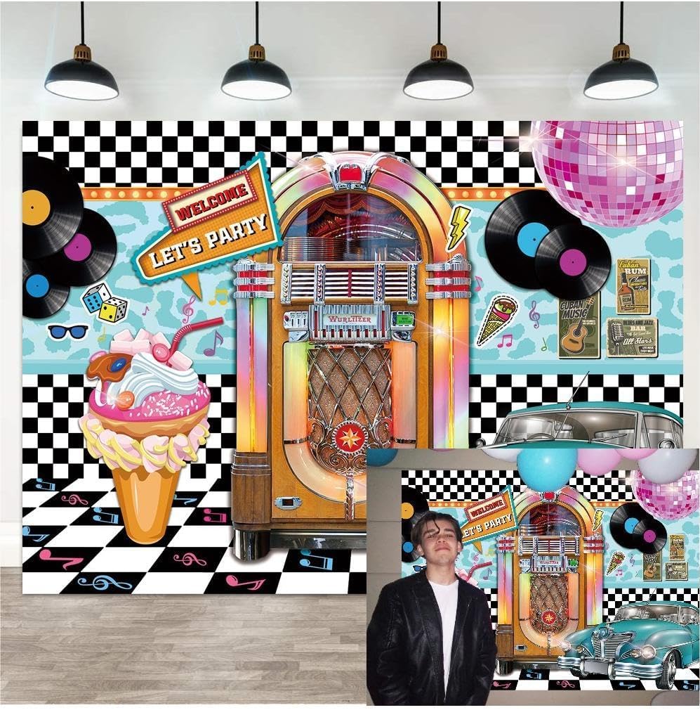 Amazon.com : VIDMOT Soda Shop Diner Backdrop for Rockin 50s Party 1950s ...