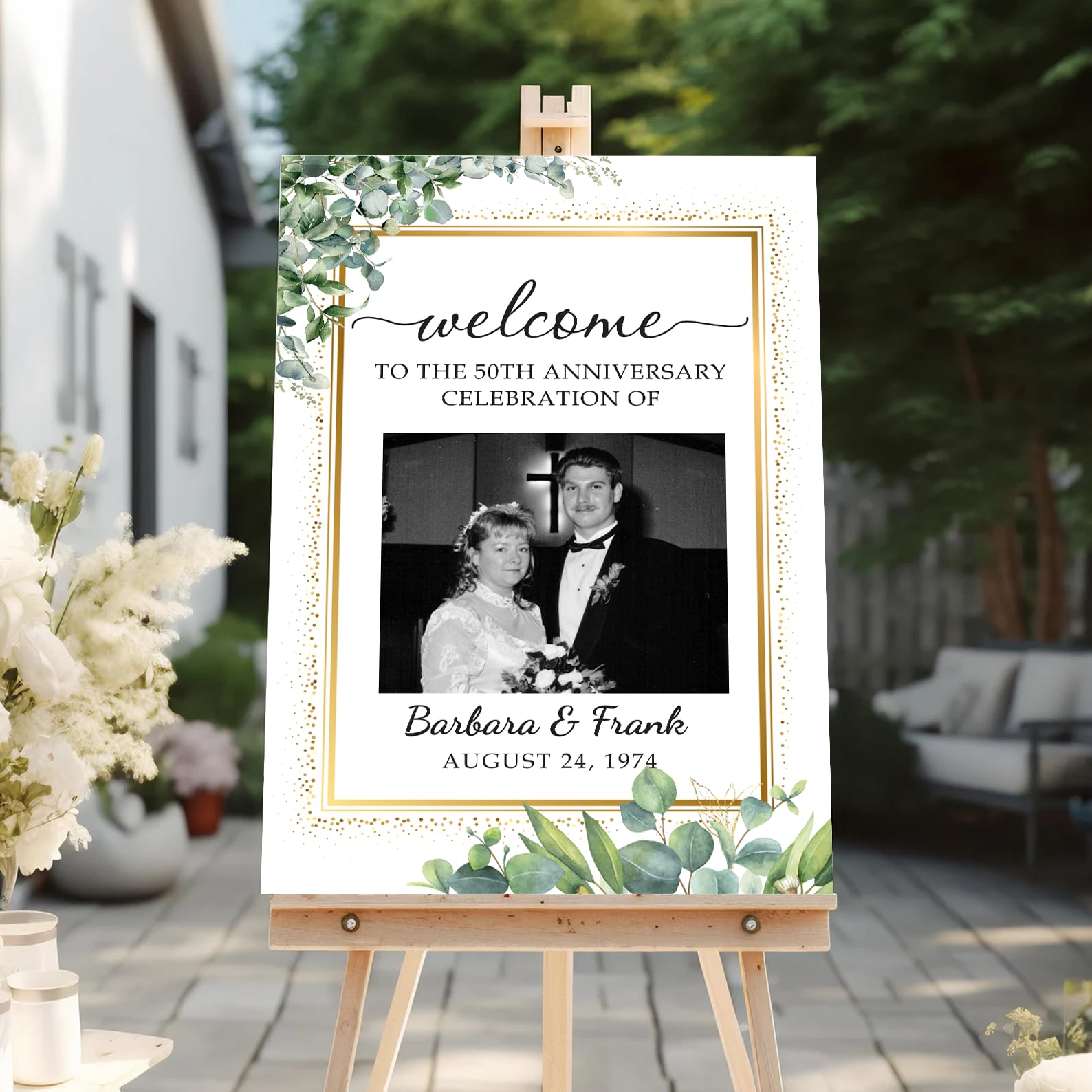 Amazon.com: 50th Anniversary Sign, Greenery Wedding Anniversary, 50th ...