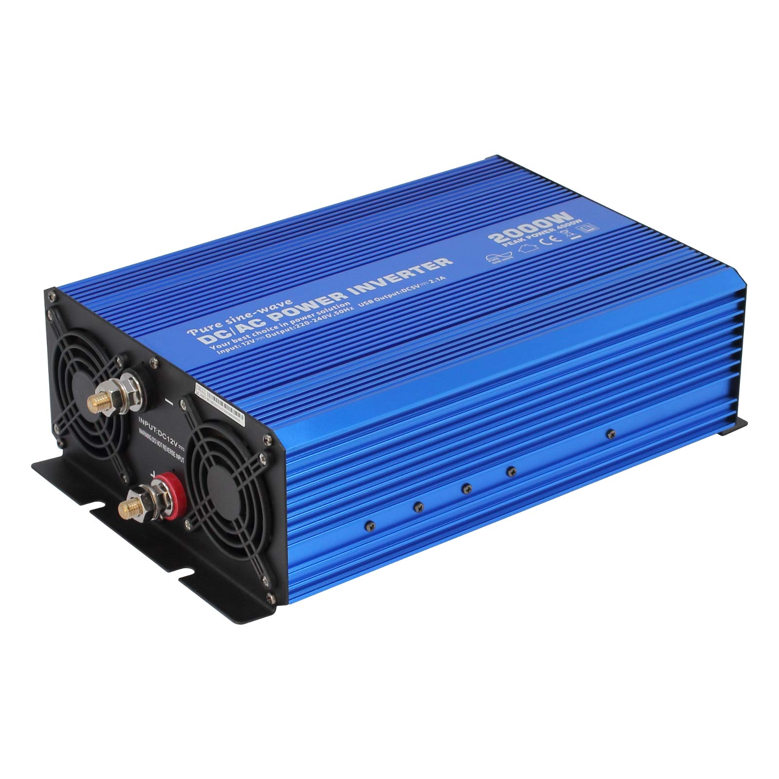 Buy 2000W 12V pure sine wave power inverter to convert 12V DC battery ...
