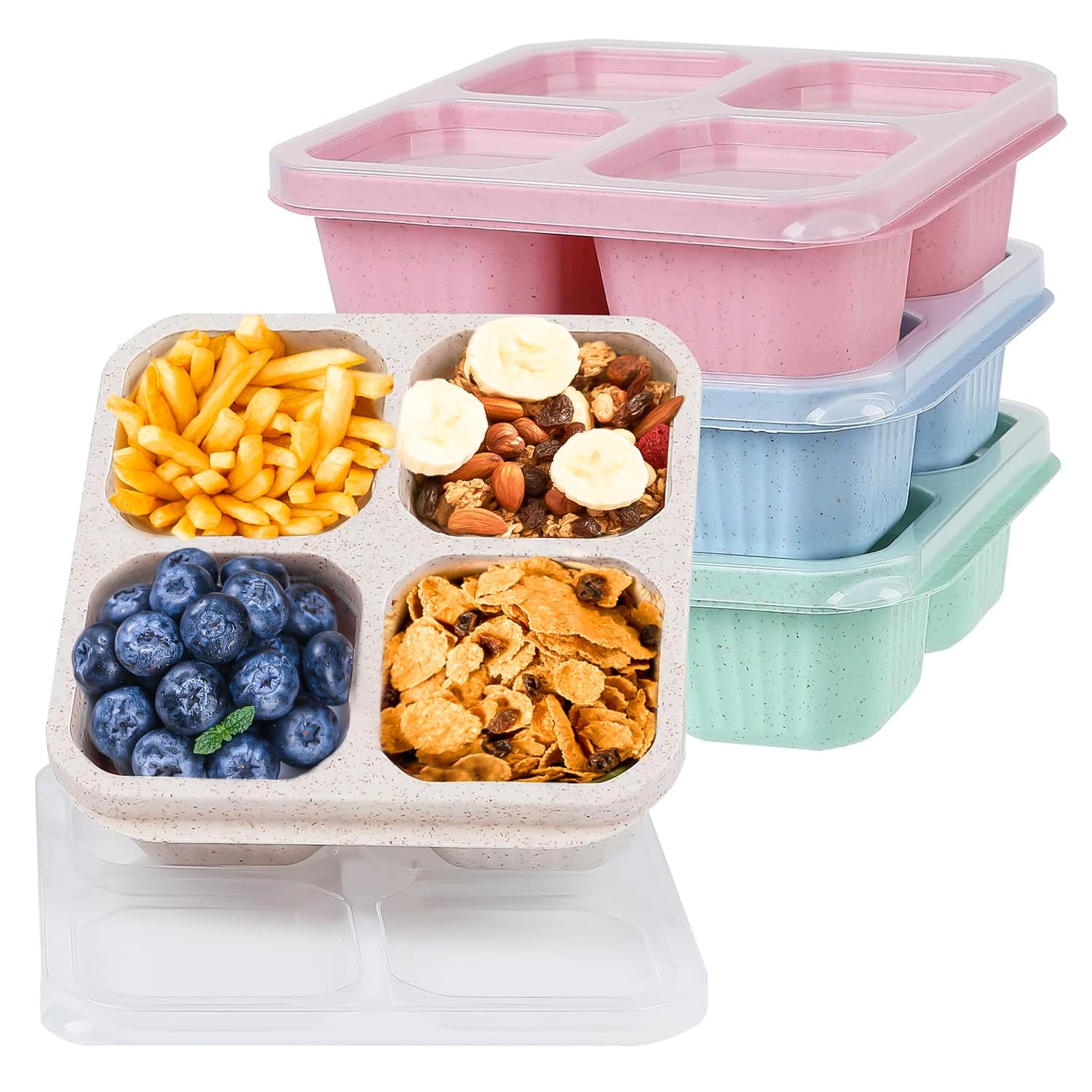 Amazon.com: Waritili 4 Pack Snack Containers - Stackable Bento Boxes ...