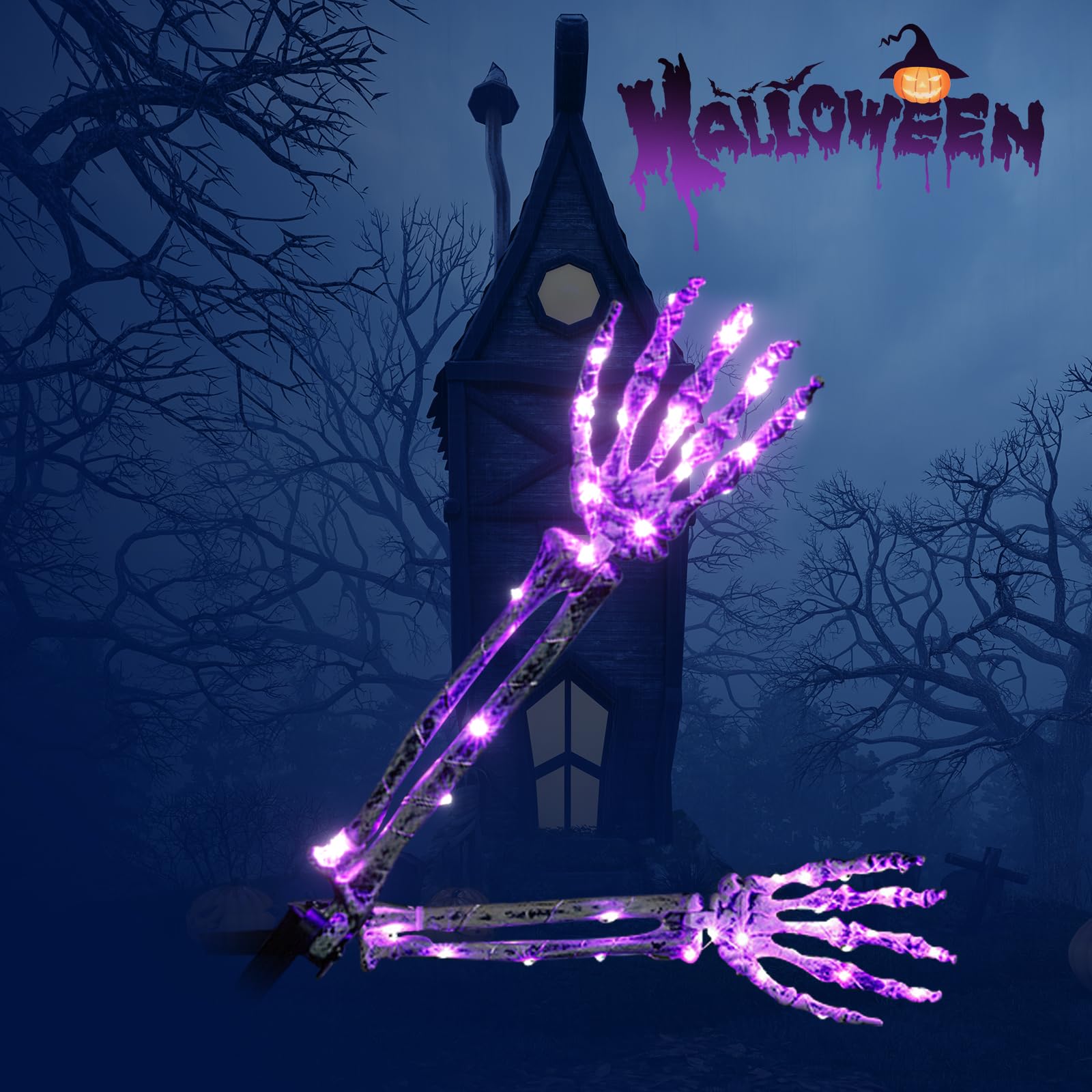 Halloween Decorations Lighted Skeleton Arm Stake for Halloween ...