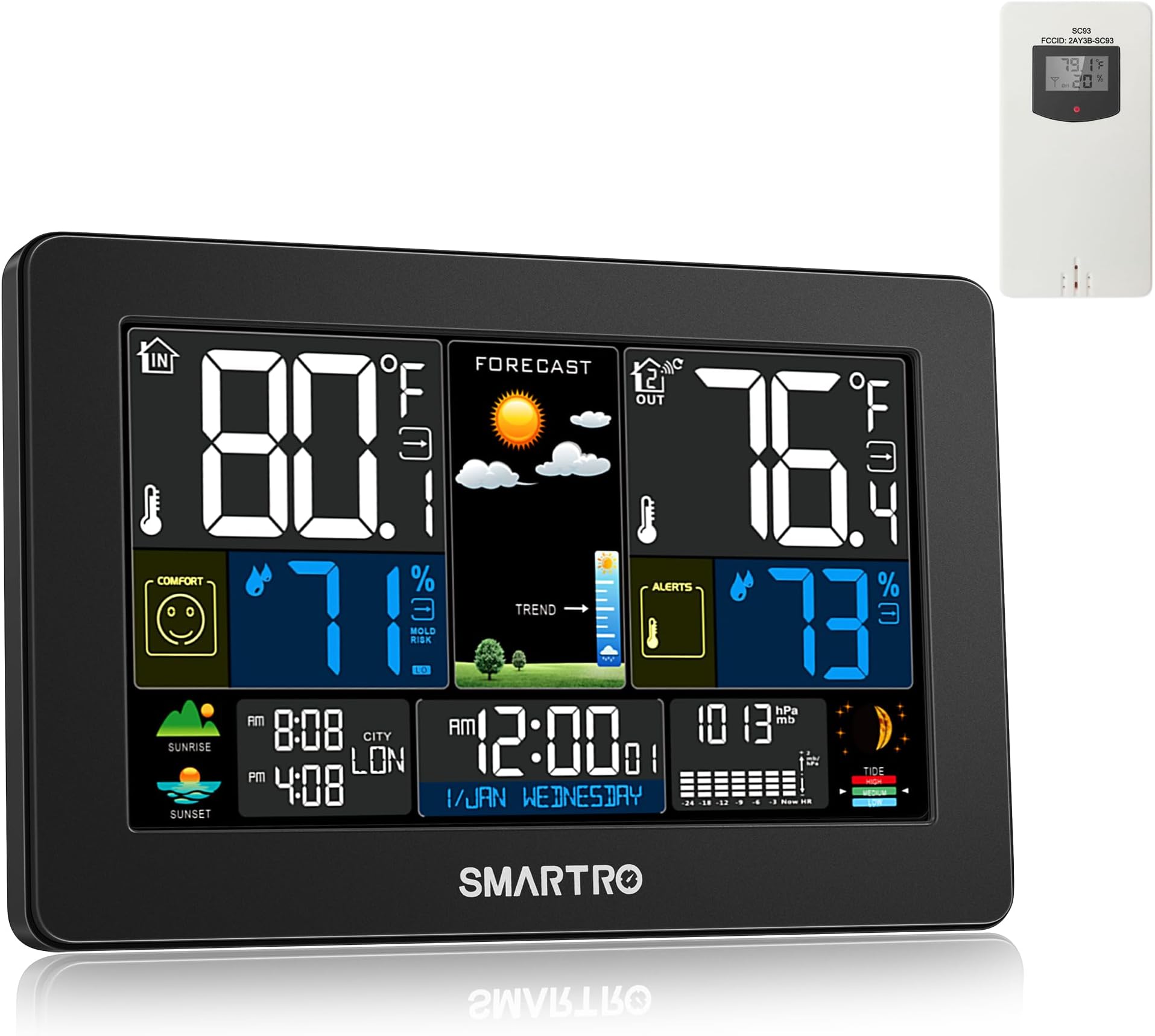 Amazon.com: SMARTRO Weather Station Wireless Indoor Outdoor Thermometer ...