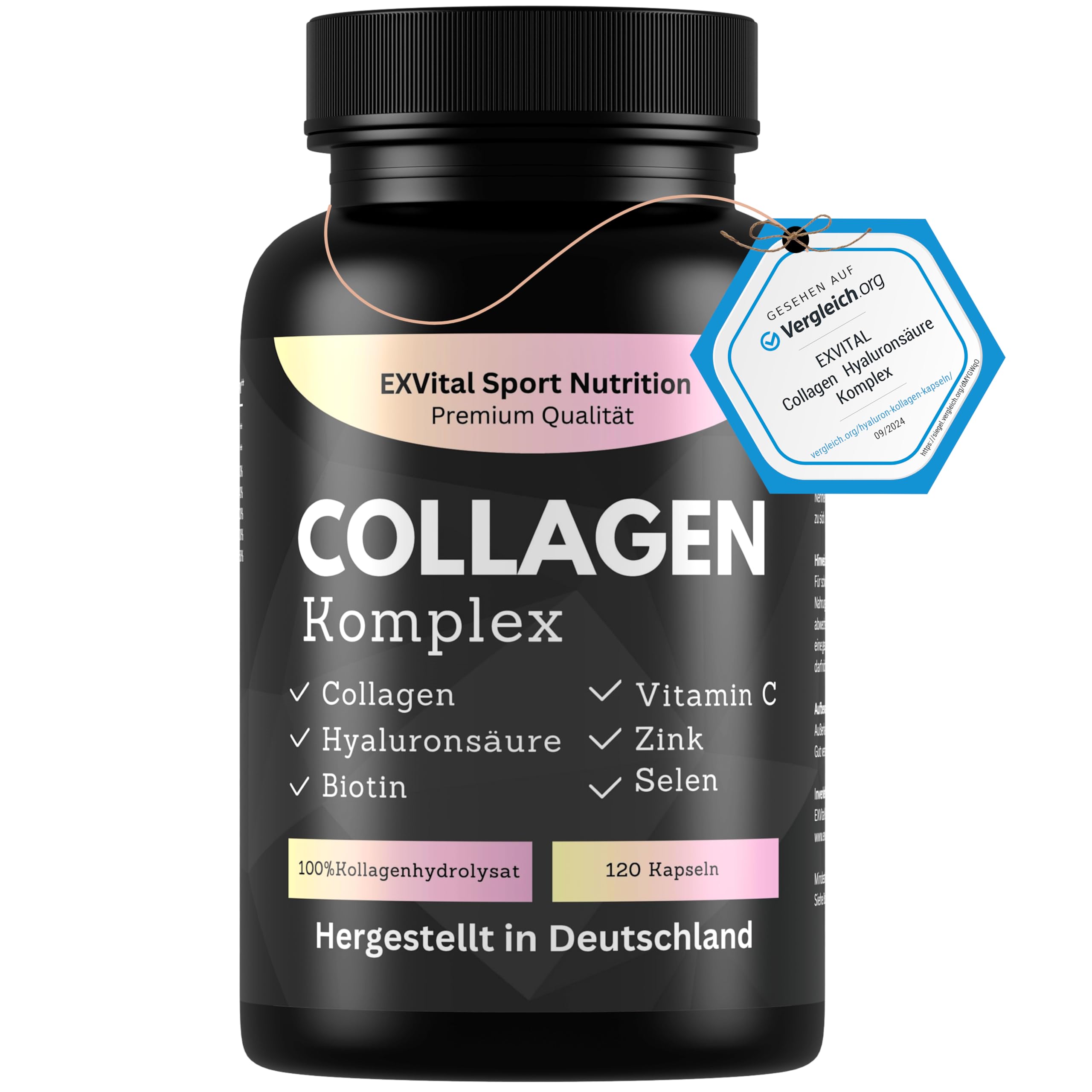 Collagen Hyaluronsäure Komplex, 120 Collagen Kapseln vom Weiderind ...