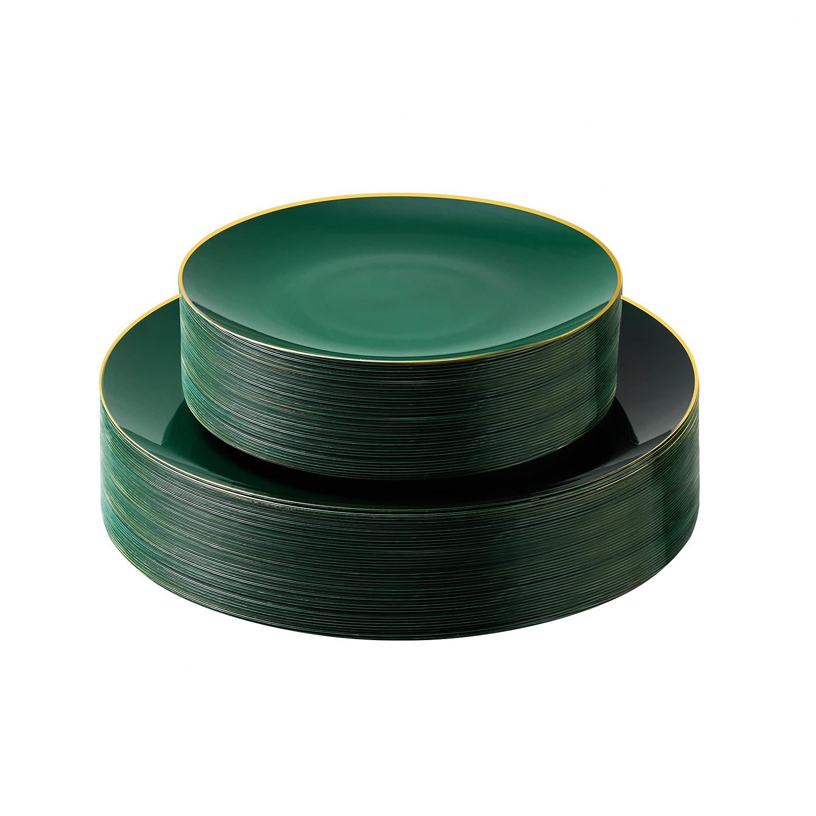 Amazon.com: Bestluck 50PCS Green Plastic Plates with Gold Rim for 25 ...