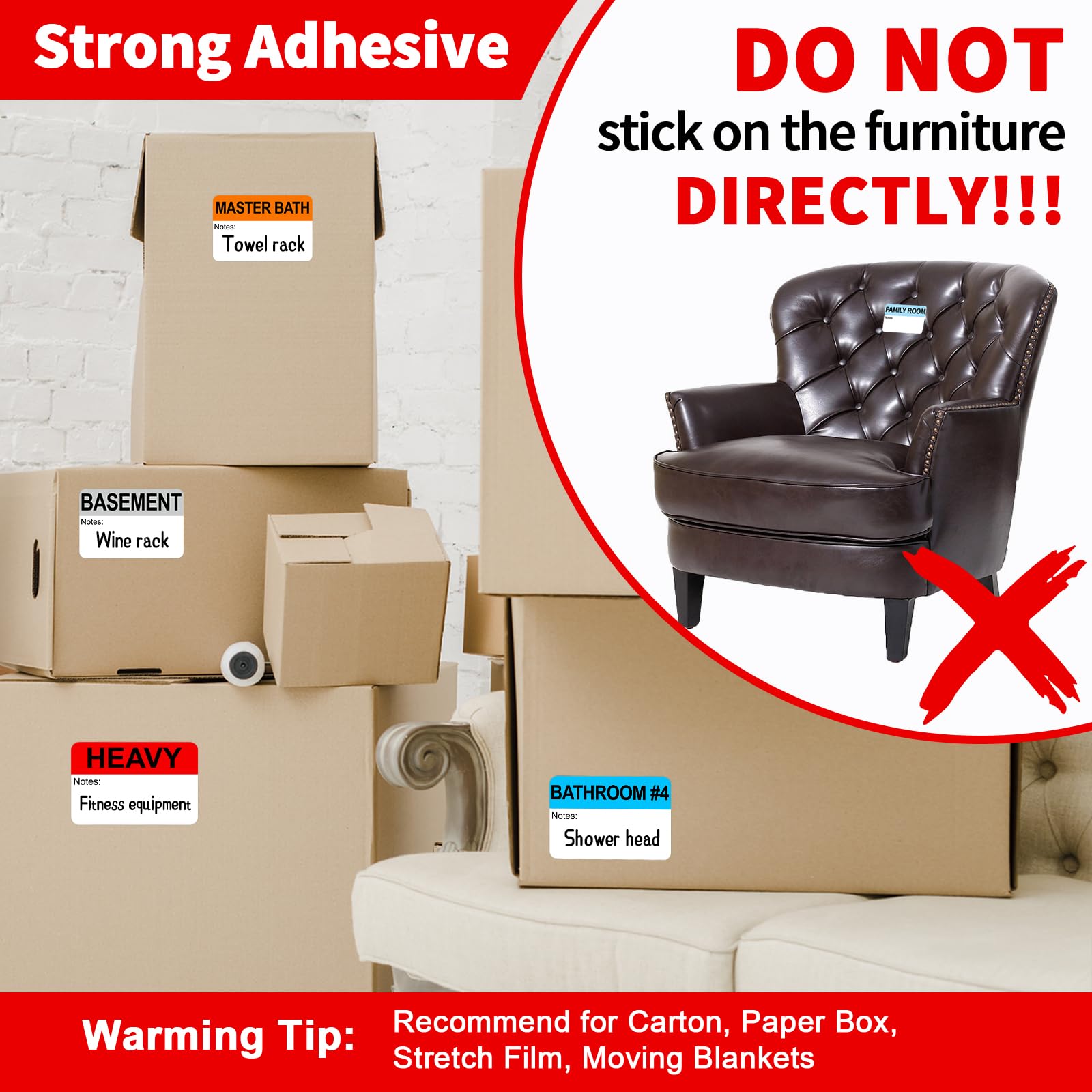 Snapklik.com : 3”x2” Moving Labels For Boxes Color Coded 4 Bedroom, 600 ...