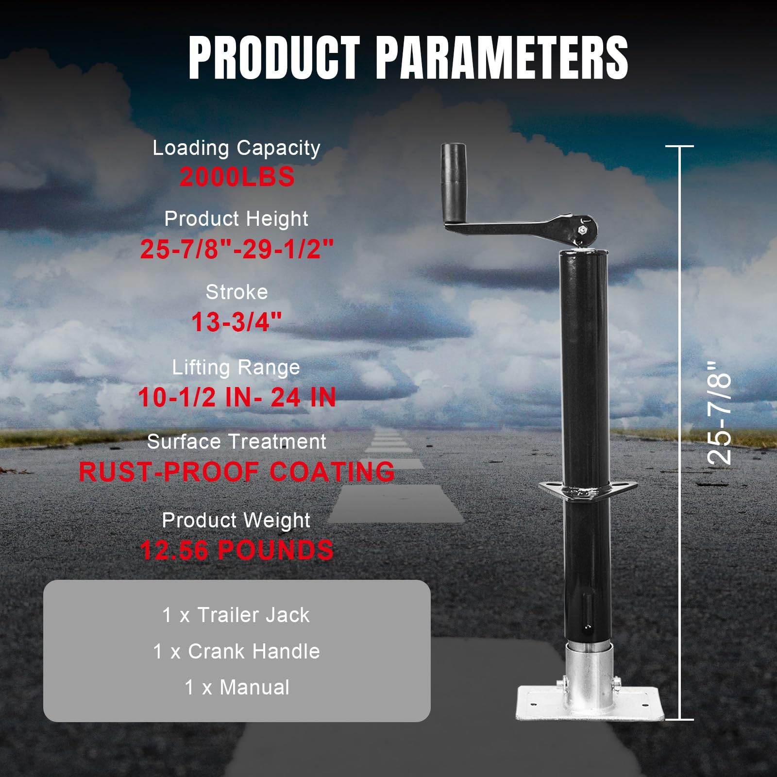 Snapklik.com : 2000 Lbs A-Frame Trailer Jack, 14 Inches Vertical Travel ...