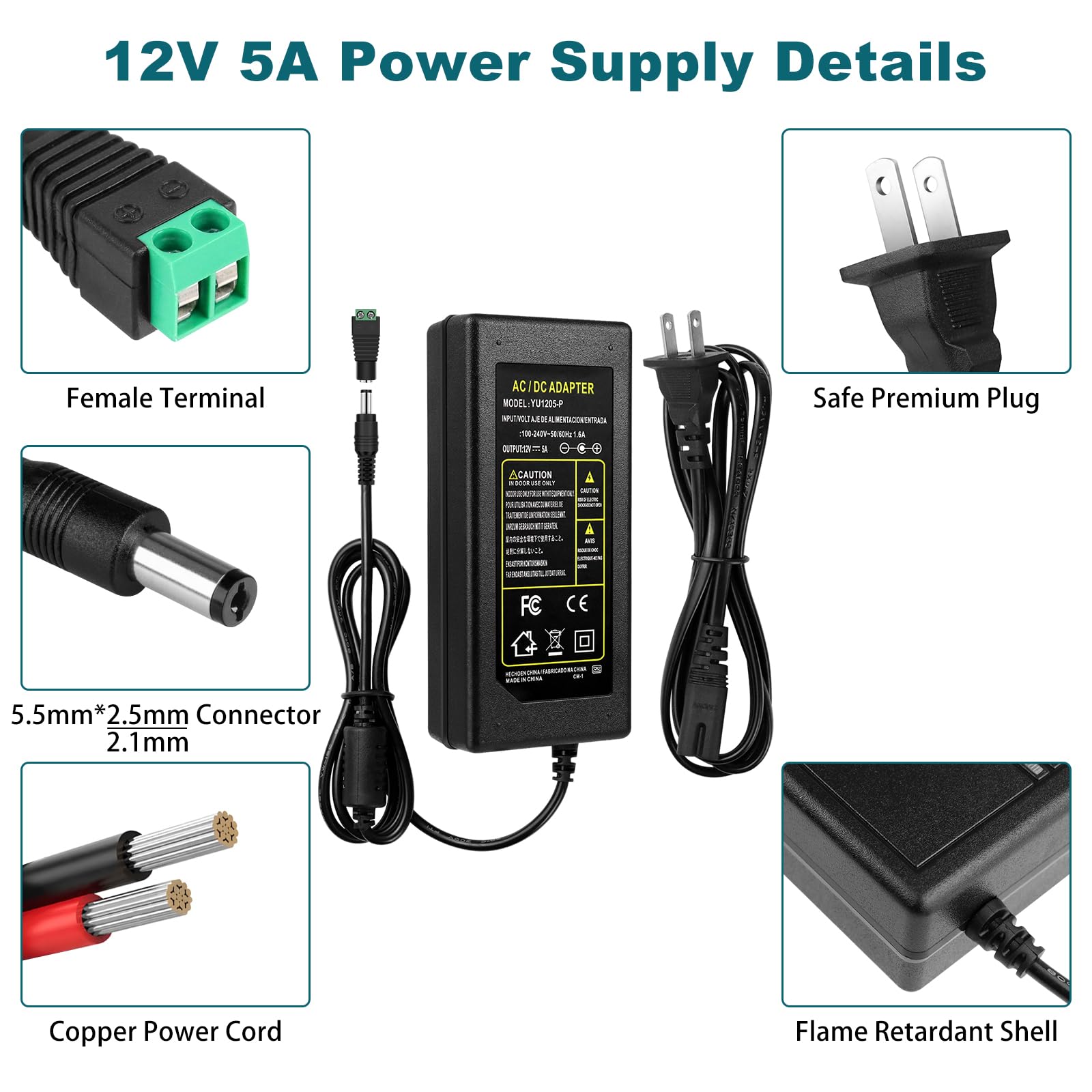 Snapklik.com : 12 Volt Power Supply Driver, 5A 60W 12V LED Power Supply ...