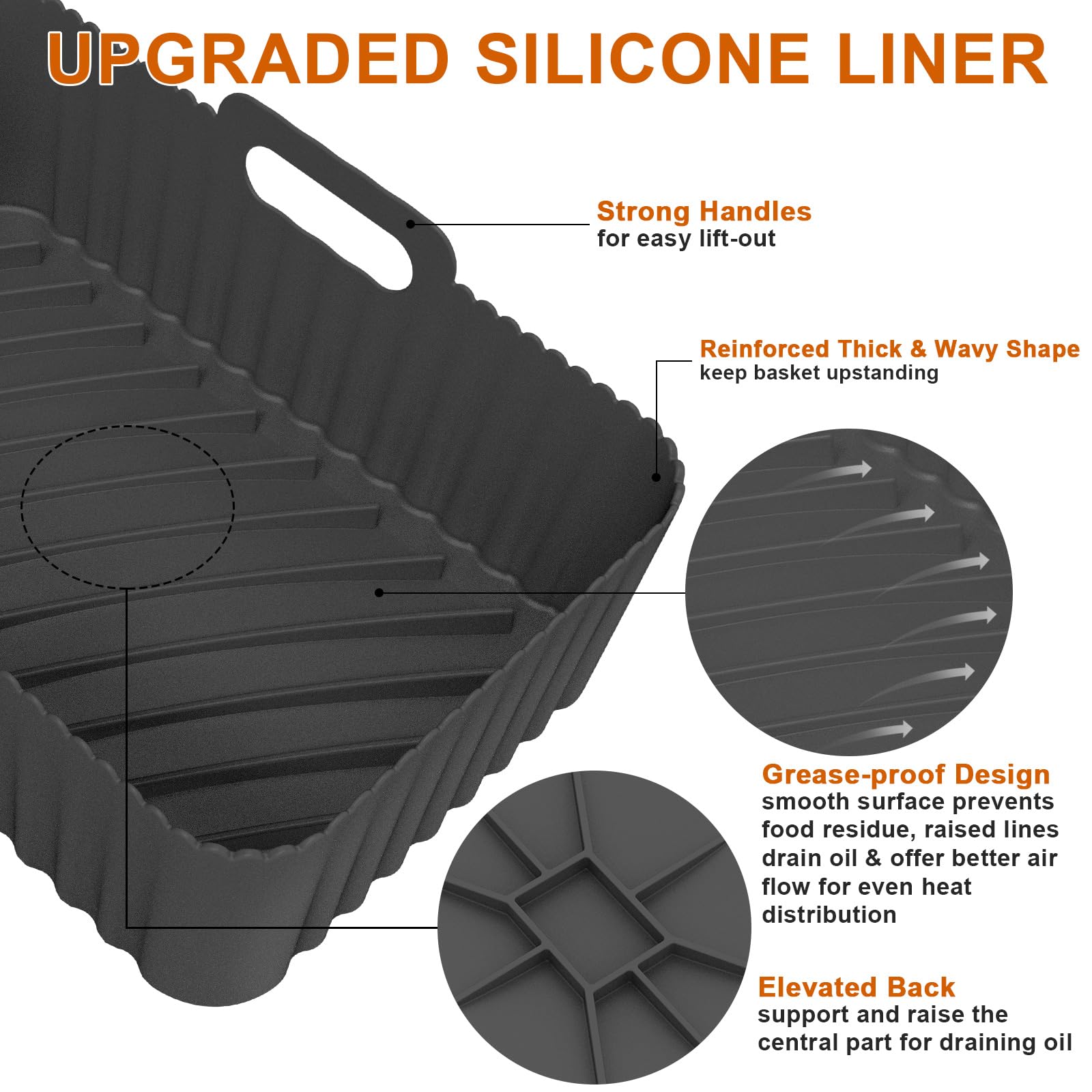 Snapklik.com : Silicone Air Fryer Liners Rectangle 2 Pack 8.0 Inch ...