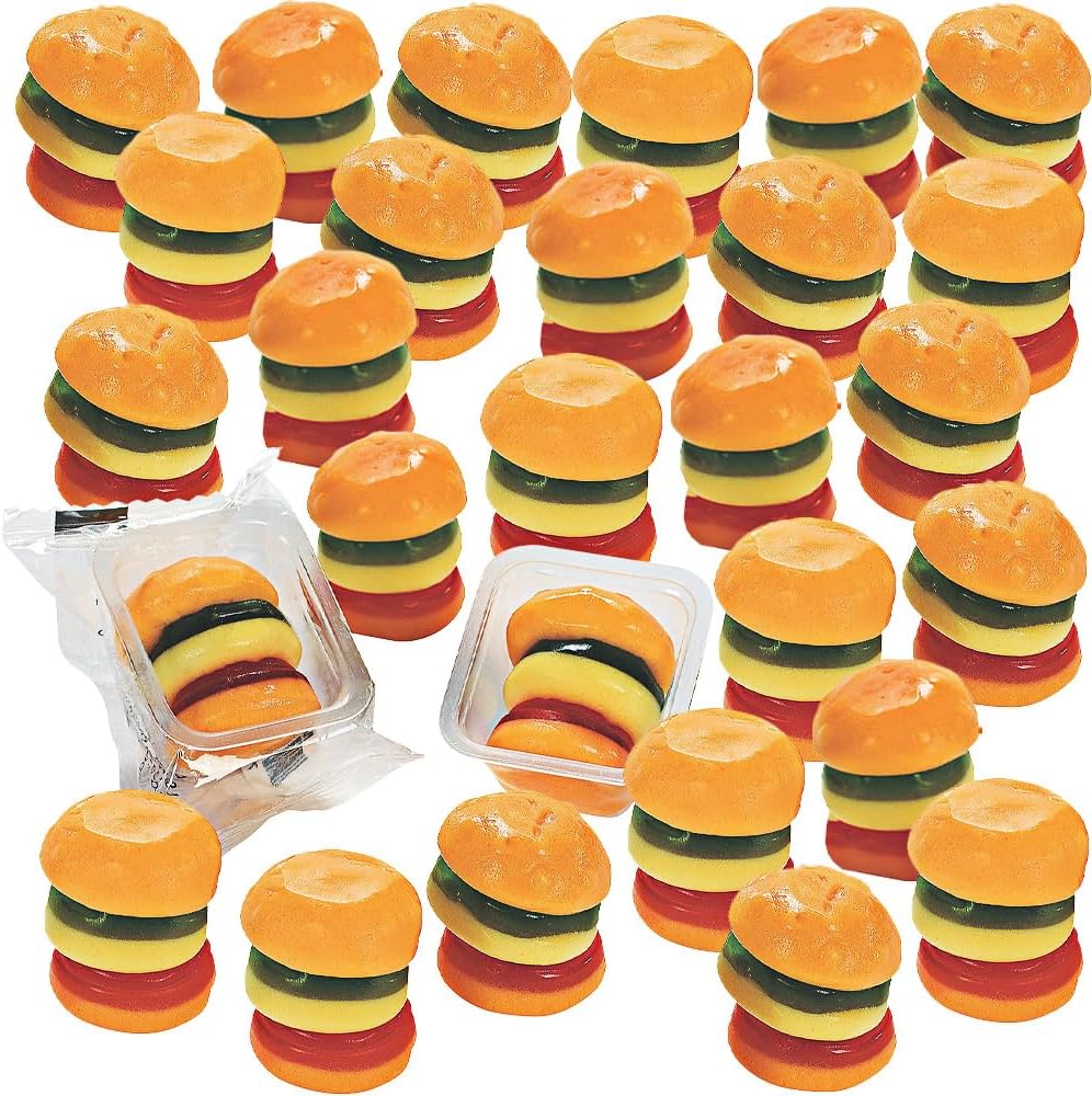 Amazon.com : Gummy Mini Burgers - Soft & Chewy Candy - Edibles - 50 ...