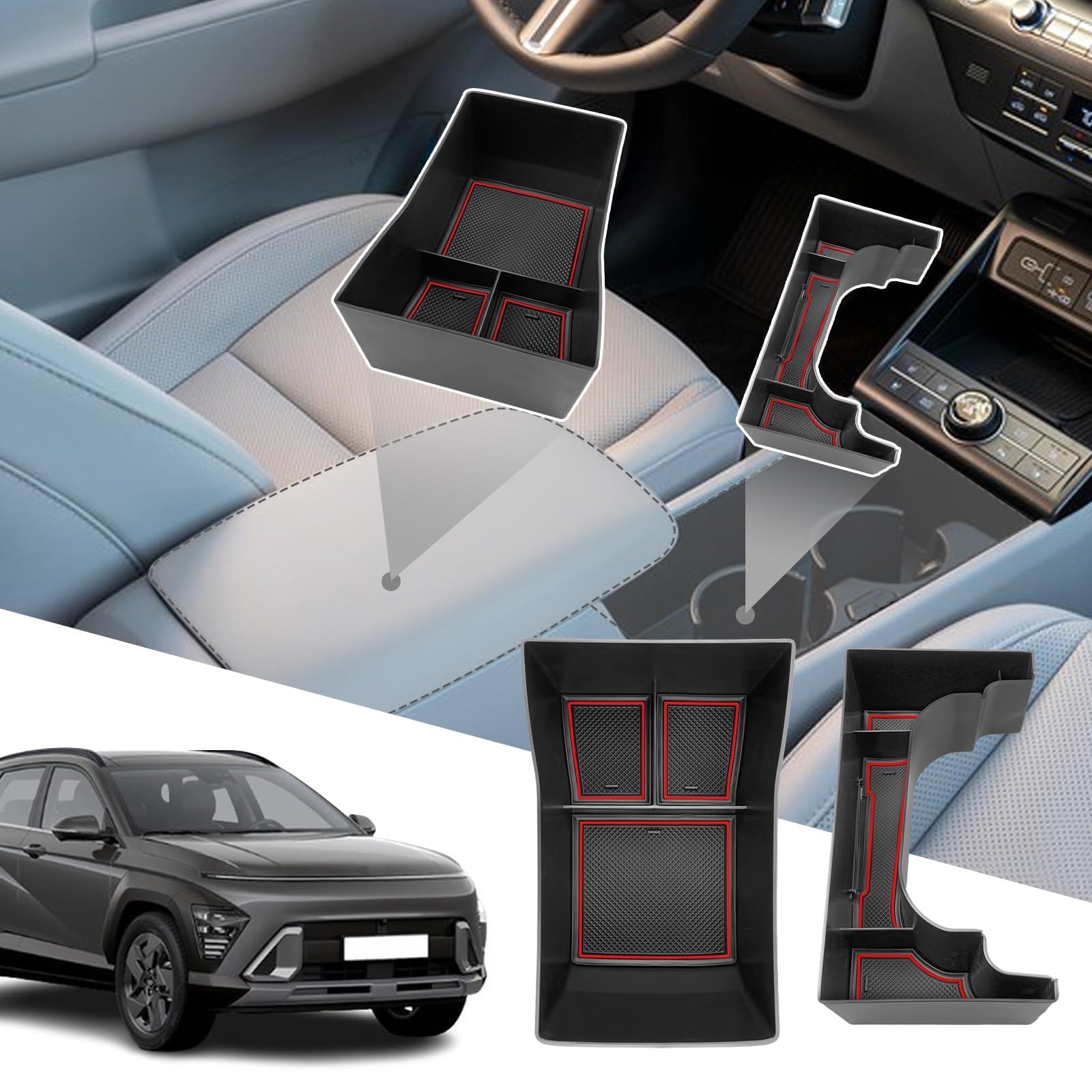 Amazon.com: SXCY for 2024 2025 Hyundai Kona Center Console Organizer ...