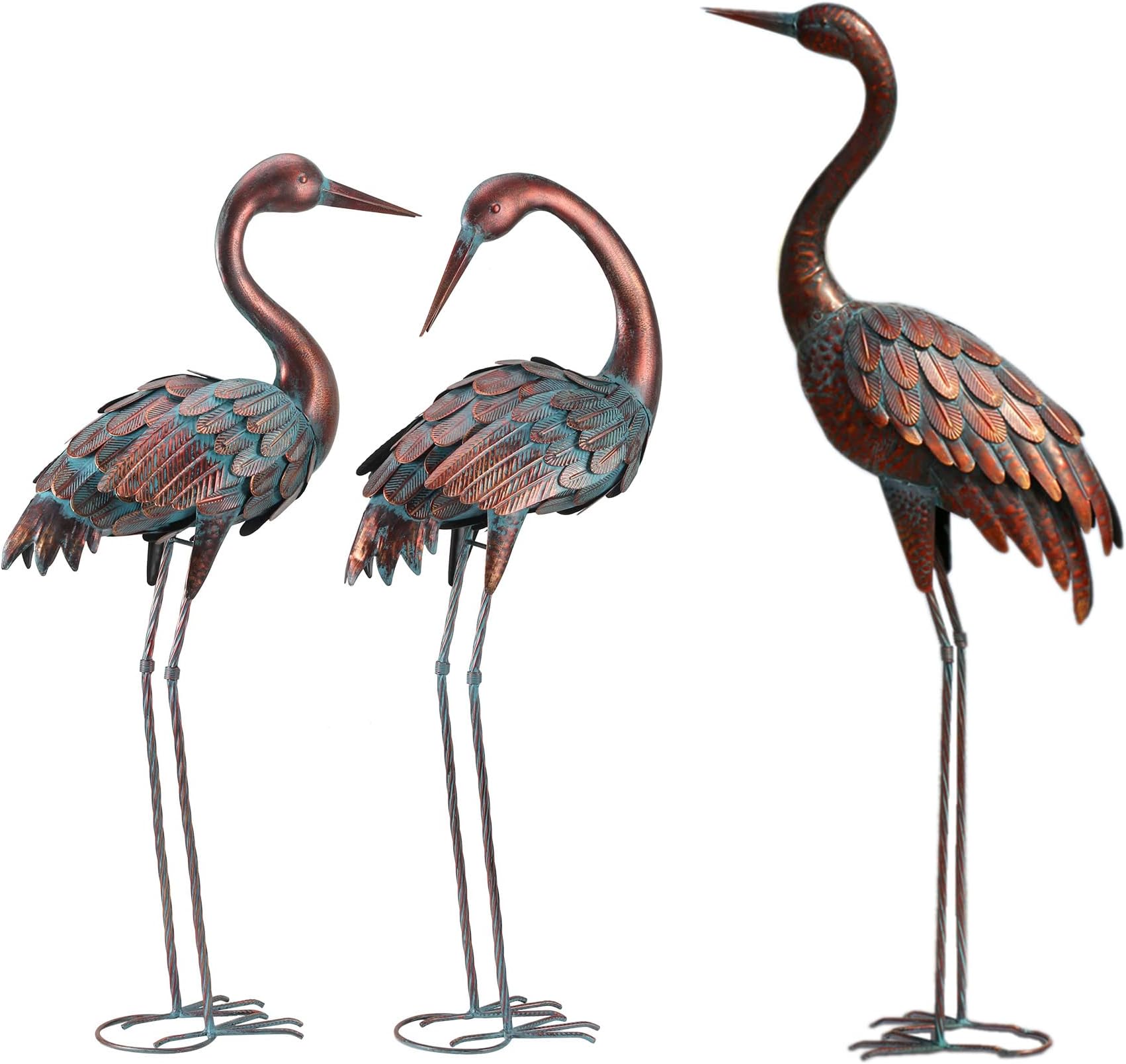 Amazon.com : chisheen Outdoor Garden Crane Statues and Sculptures Metal ...