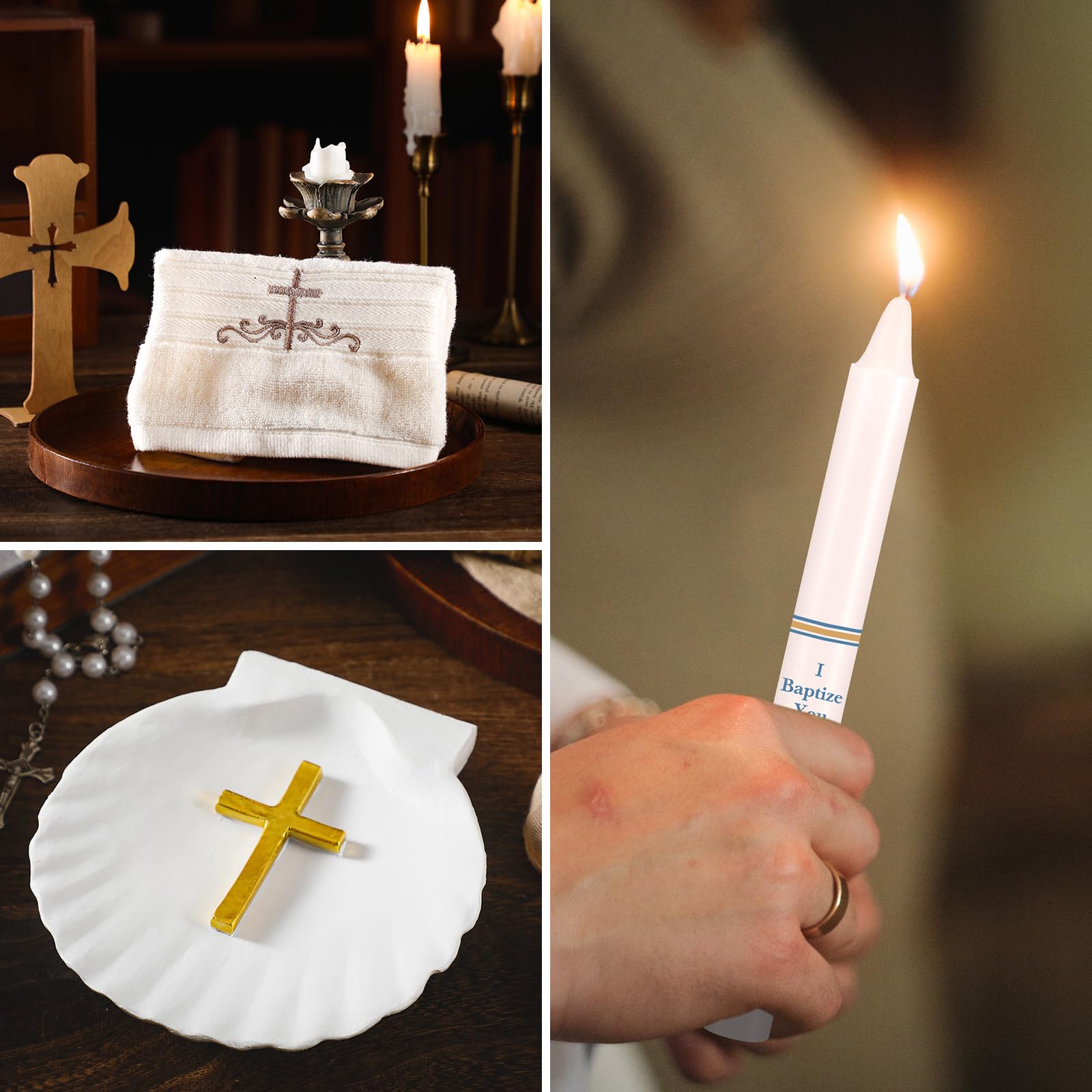 Snapklik.com : 4 Pcs Baptism Candle Set For Boy Girls Included Baptism ...