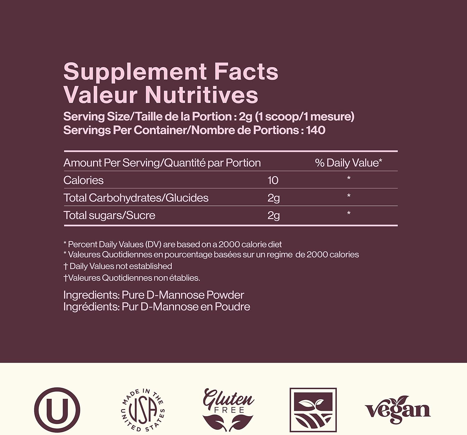 Buy مكمل مسحوق D-Mannose النقي - السائبة D-Mannose 10oz (283 g) 120 حصص لـ UTI ، المثانة ، مسالك ...