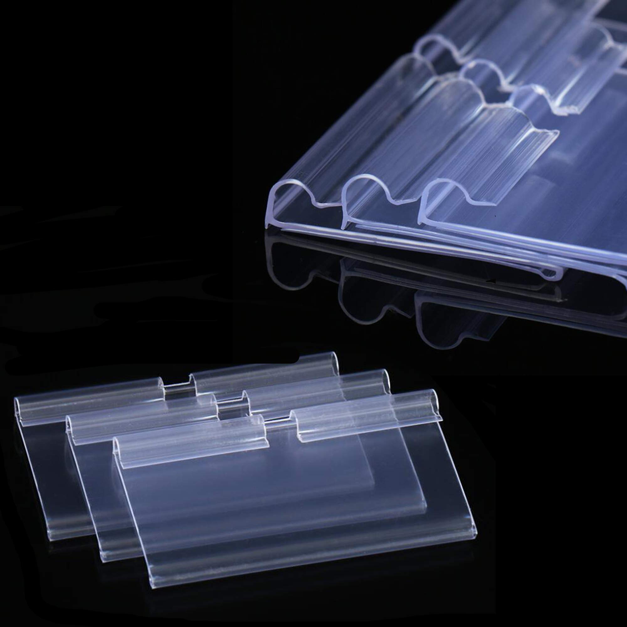 50pcs Clear Plastic Label Holders Clip On Sign Display Holder for Wire ...