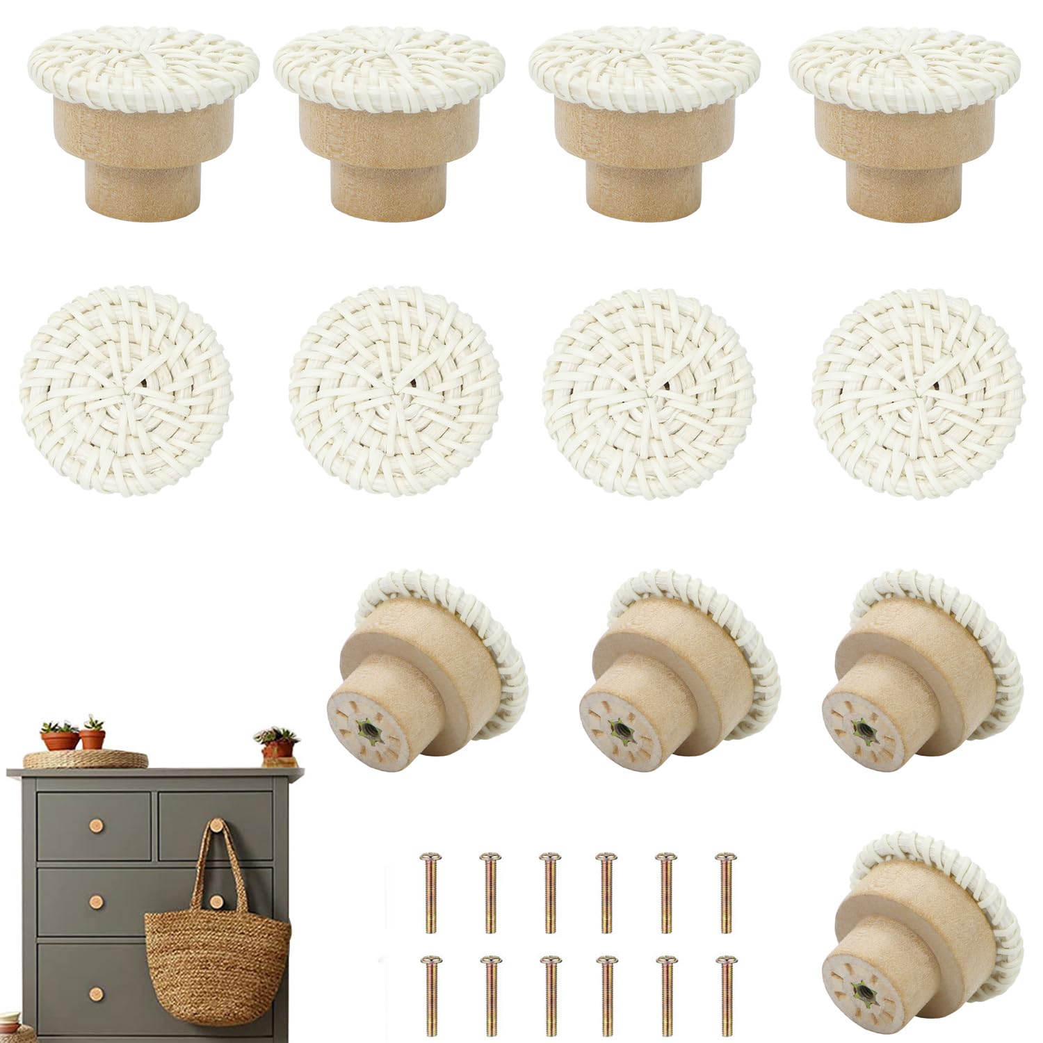 Boho Rattan Dresser Knobs for Girls Kitchen Cabinet knobs and pulls ...