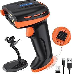 Tera Pro Barcode Scanner with Power Switch Battery Level Indicator Replaceable Battery Wall ...