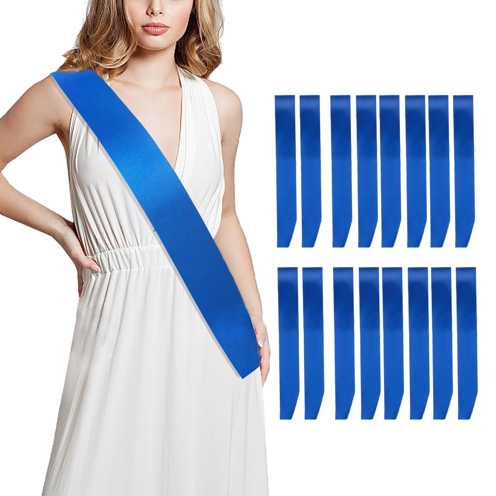 Amazon.com: 16 Pcs Sash Blank Satin Royal Blue Sash Party, Bride To Be ...